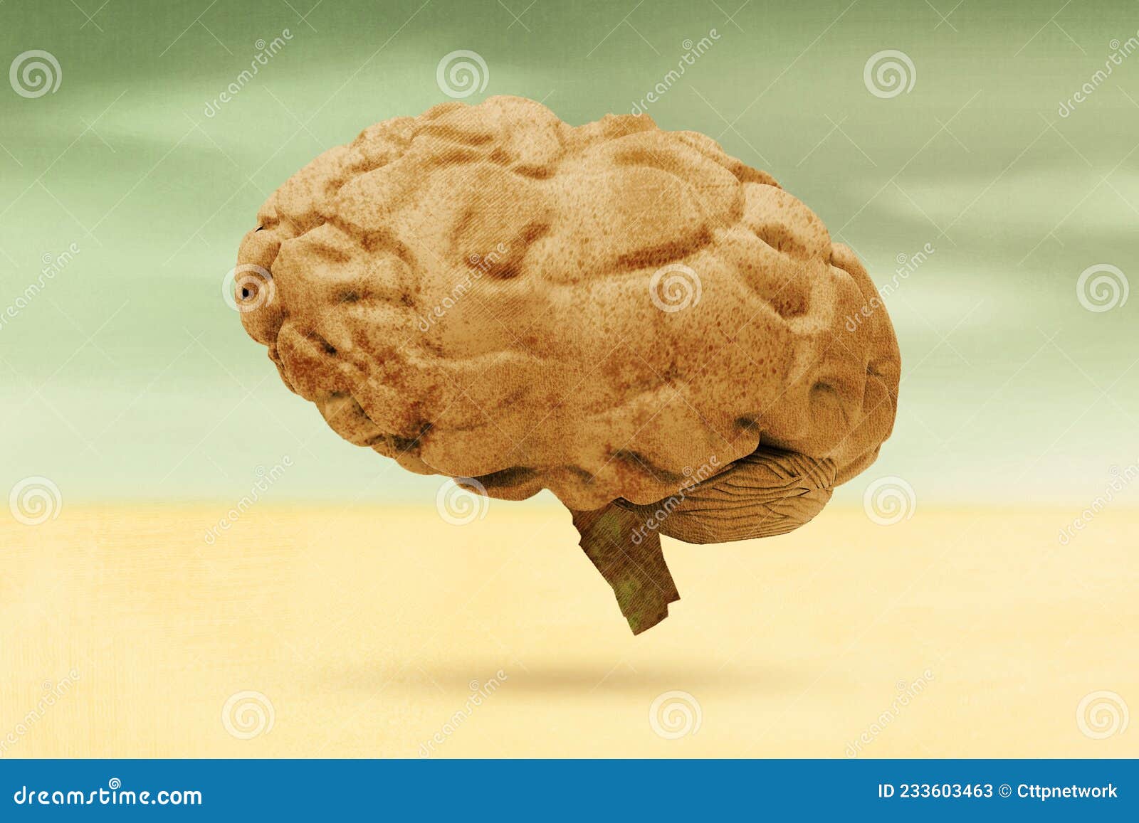 Rusty and 3D Rendered Stone Brain Isolated in a Desert with Grunge and ...