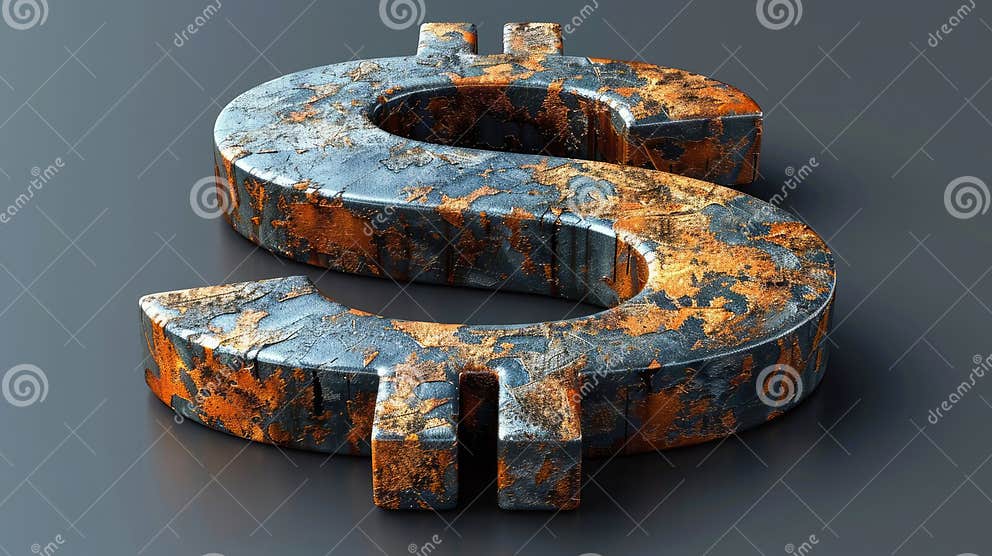 Rusty 3d Rendering of the Dollar Sign Stock Illustration - Illustration ...