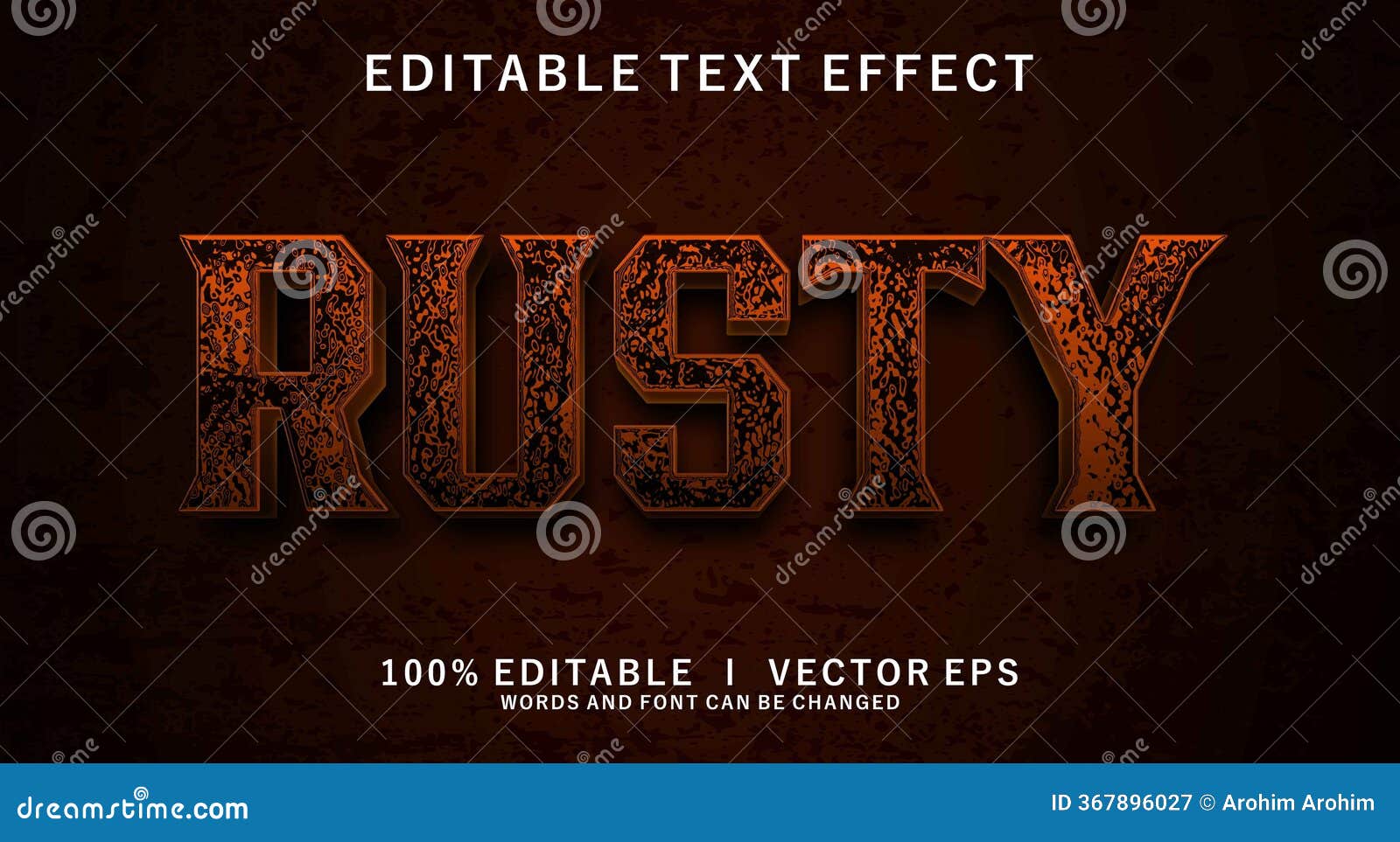 Editable Rusty Text Effect With Realistic Color Gradient Vector ...