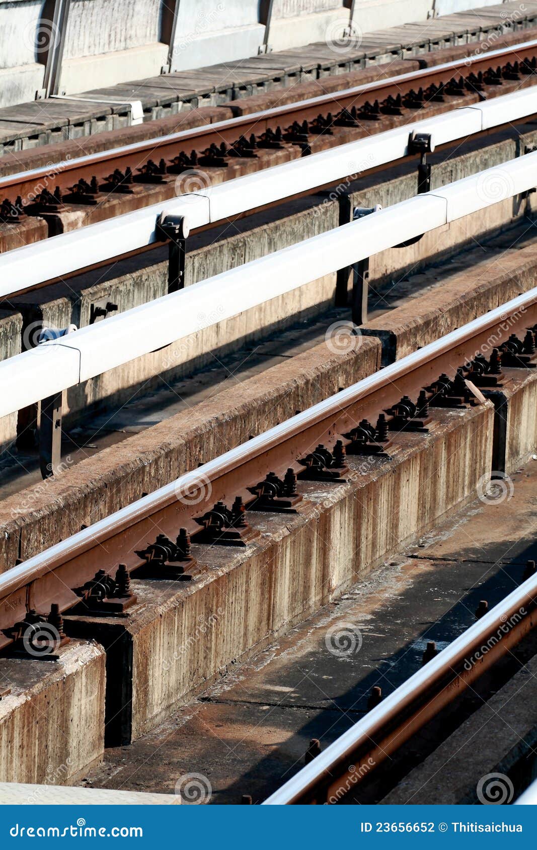 Rusty damaged old rails stock photo. Image of dusk, morning - 23656652