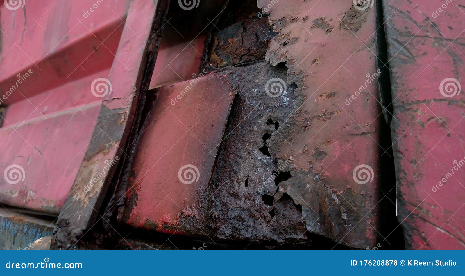 Rusty, Damaged and Perforated Metal Texture Stock Photo - Image of ...