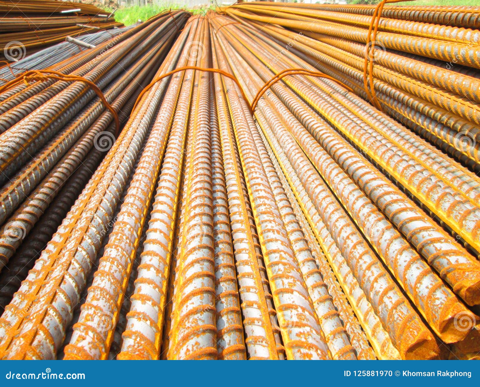 Rusty Deformed Bars Material for Reinforcement Concrete Stock Photo ...