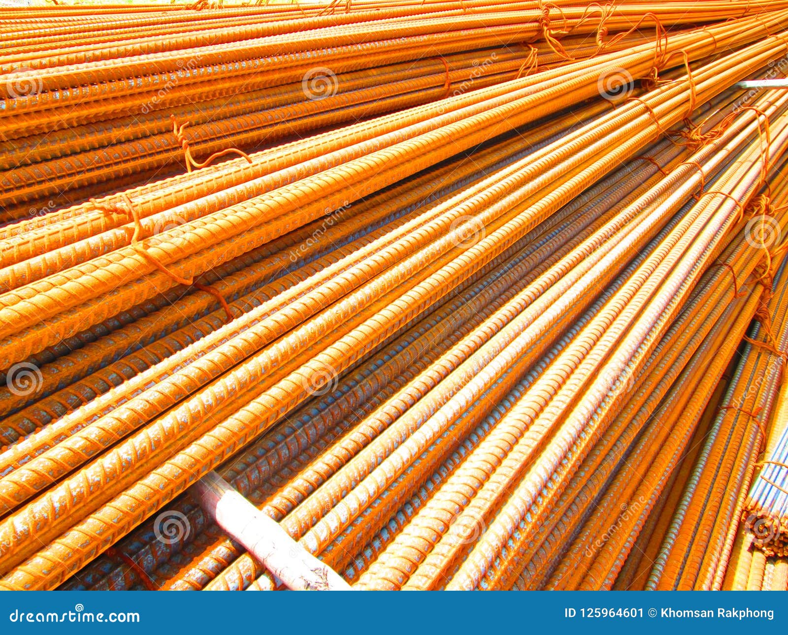 Rusty Deformed Bars Material for Reinforcement Concrete Stock Image ...