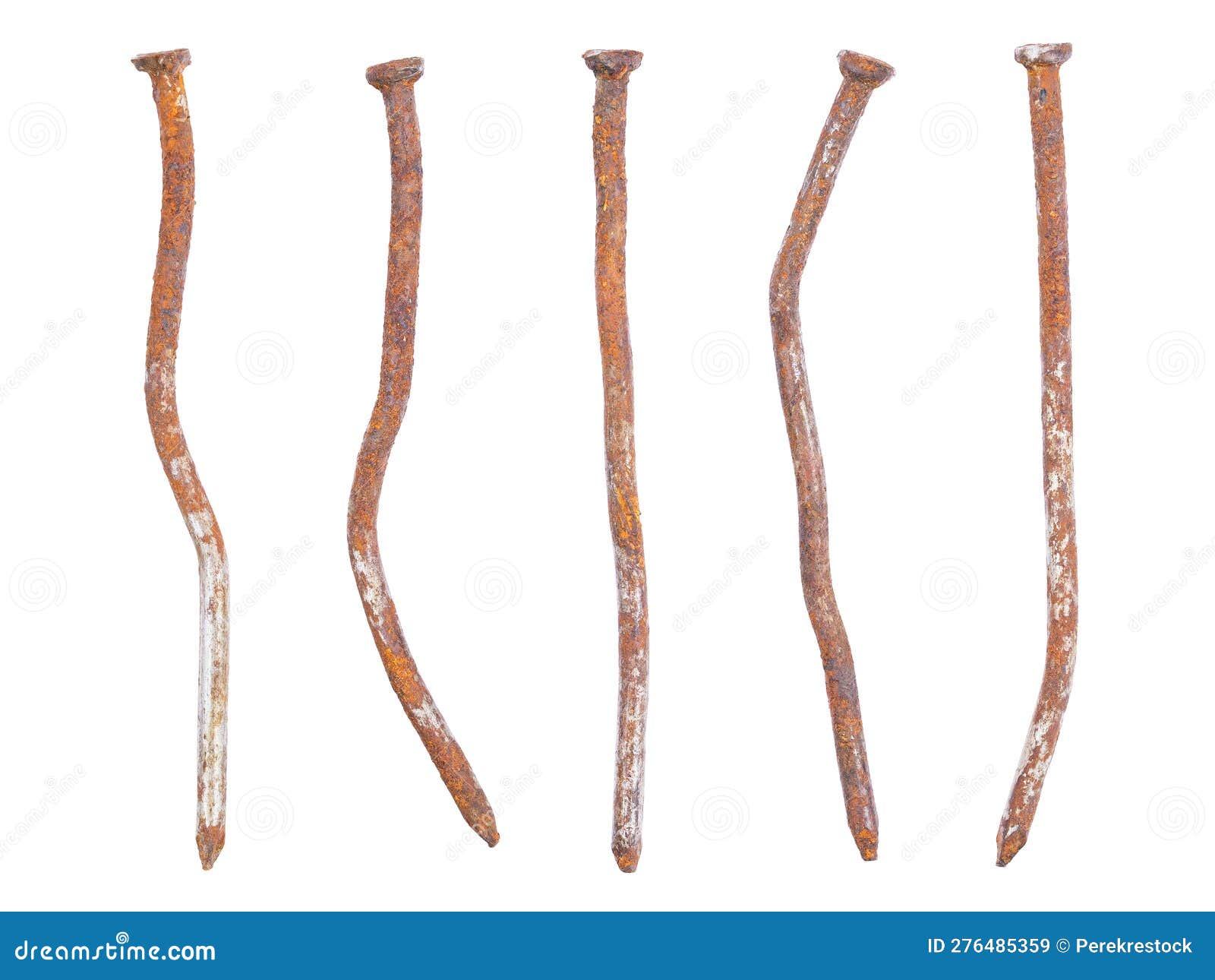 Rusty Deformed and Nails Close-up, Isolated on White Stock Image ...