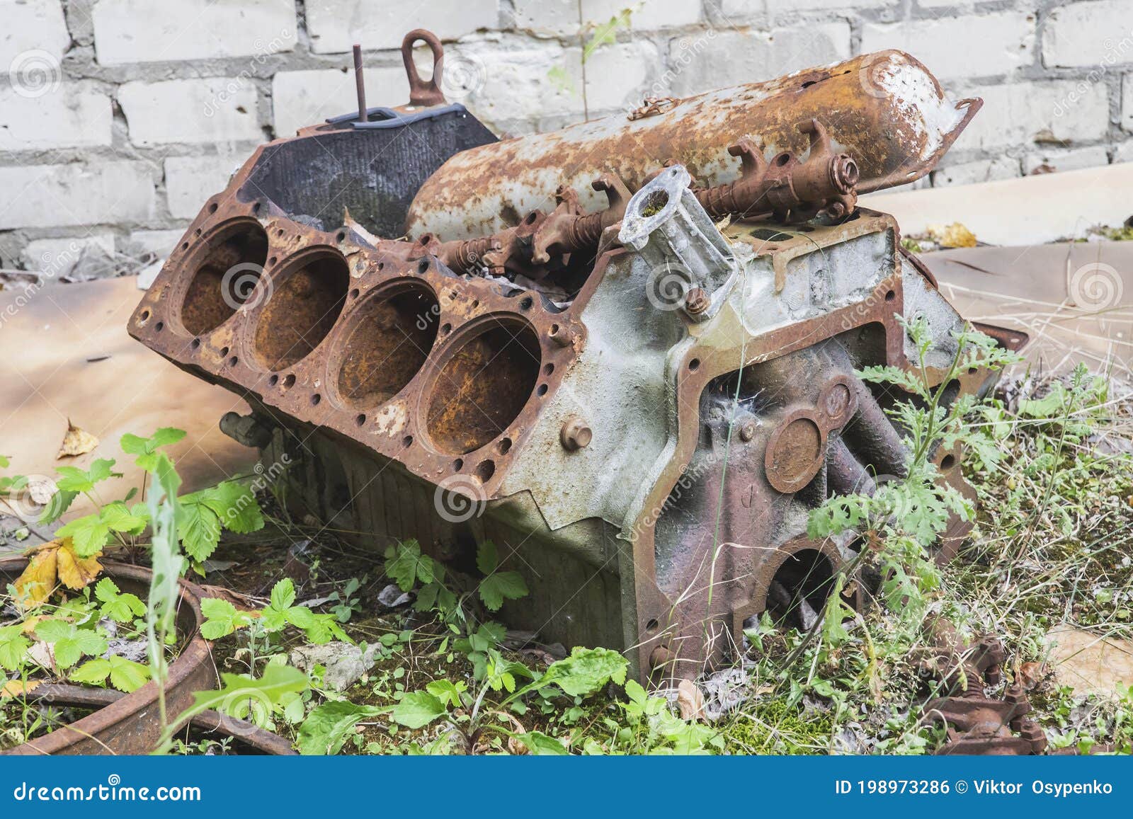 Disassembled Car Engine During Repair. A Close-up Of An Exploded View ...