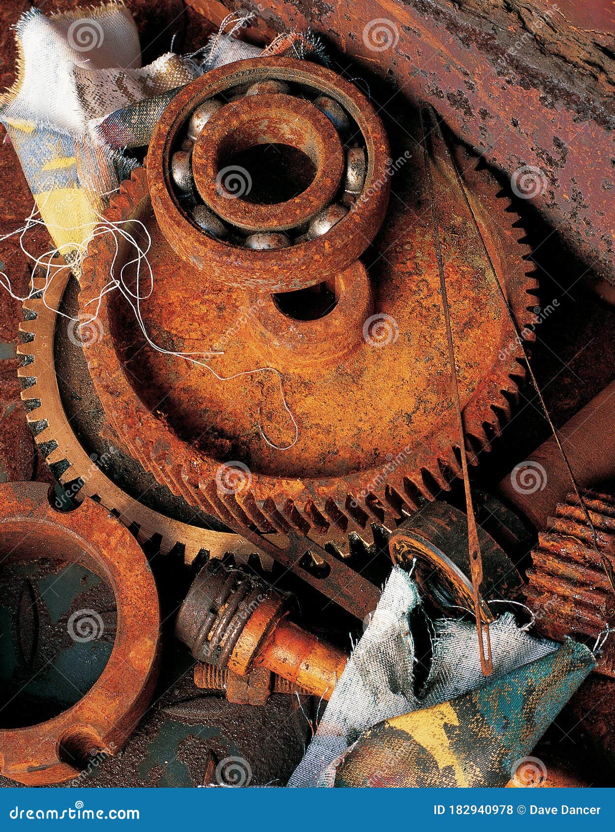 Rusty Discarded Machinery Cogs and Bearings Stock Photo - Image of ...