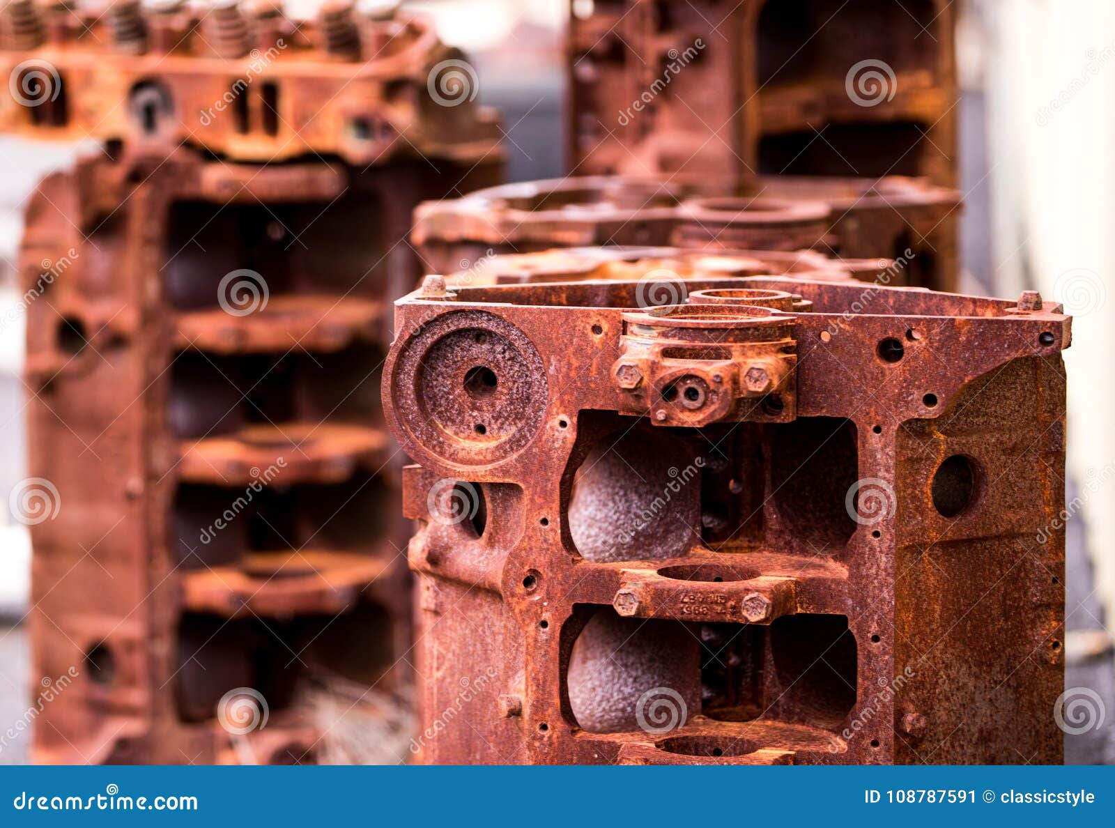Rusty engine blocks stock image. Image of greasy, dump - 108787591