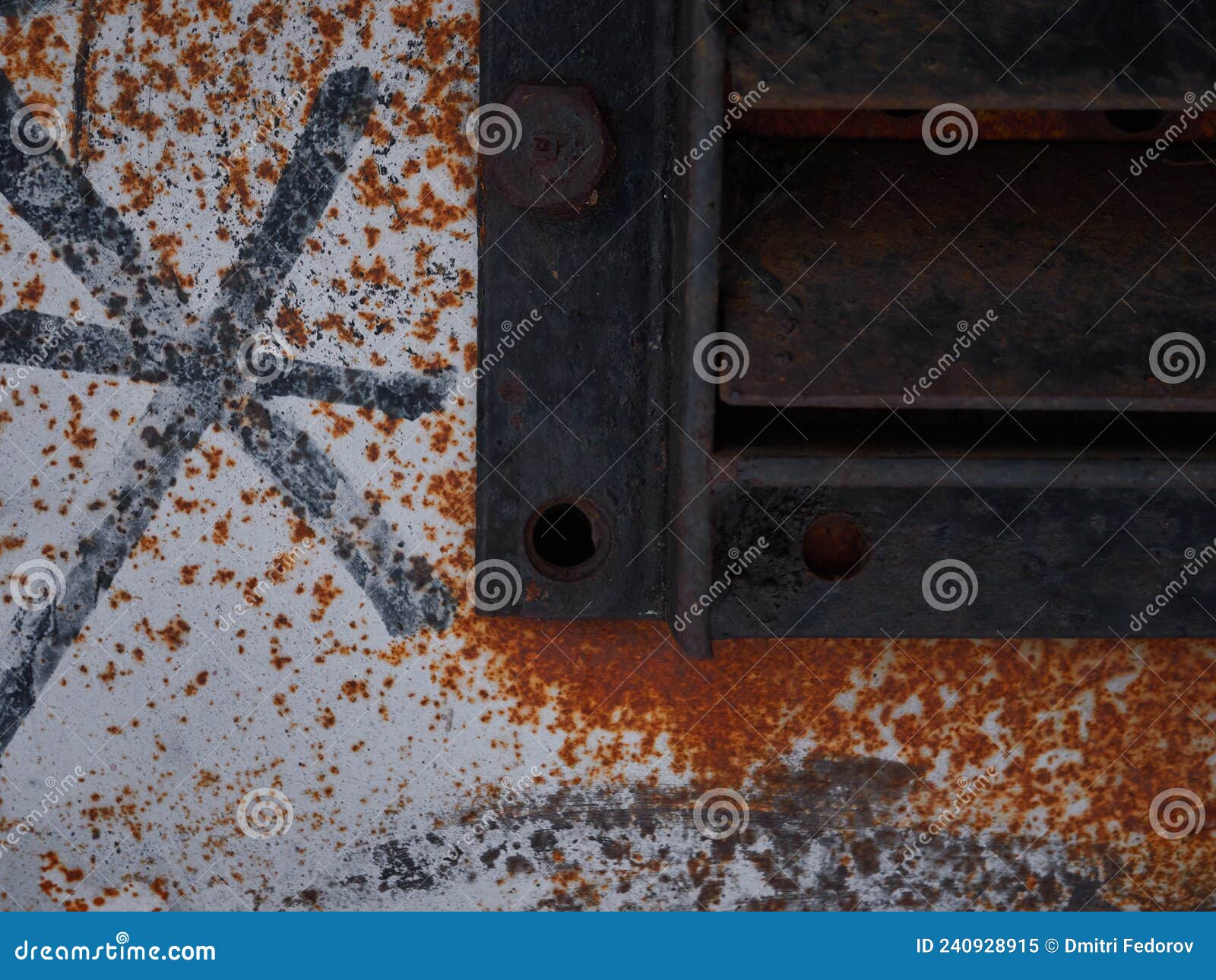 Rusty Door with Bars. Painted with Graffiti Stock Image - Image of ...