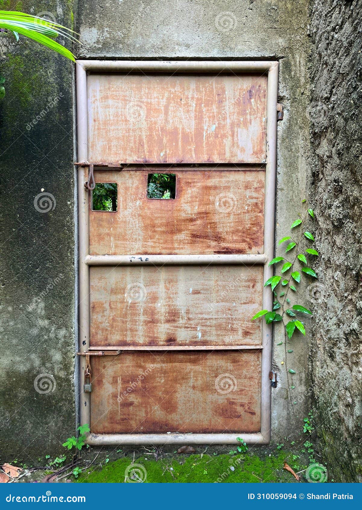 Abandoned Rusty Doors and Mossy Walls Stock Photo - Image of mysterious ...