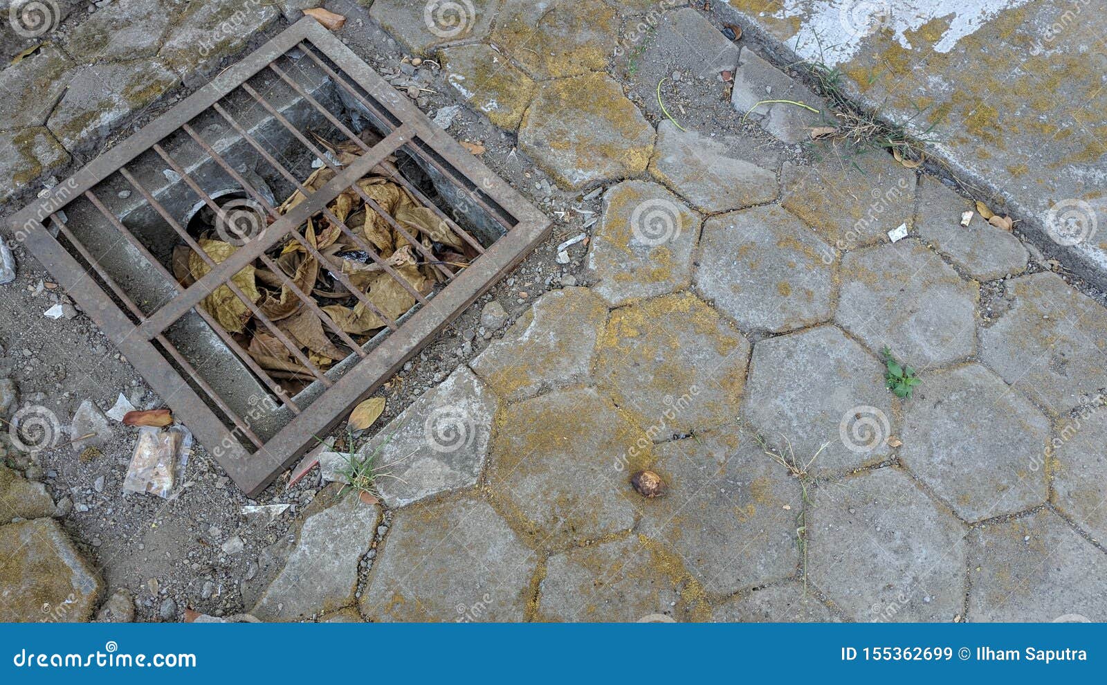Rusty Drainage on the Paving Floor Stock Image - Image of gutter ...
