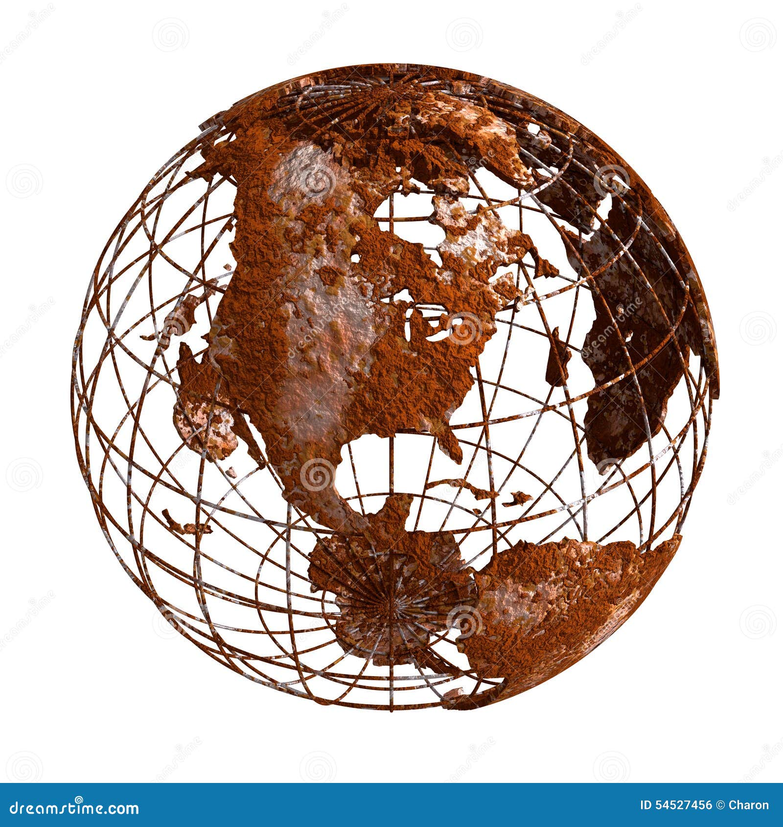Rust Earth planet 3D Globe stock photo. Illustration of america - 54527456
