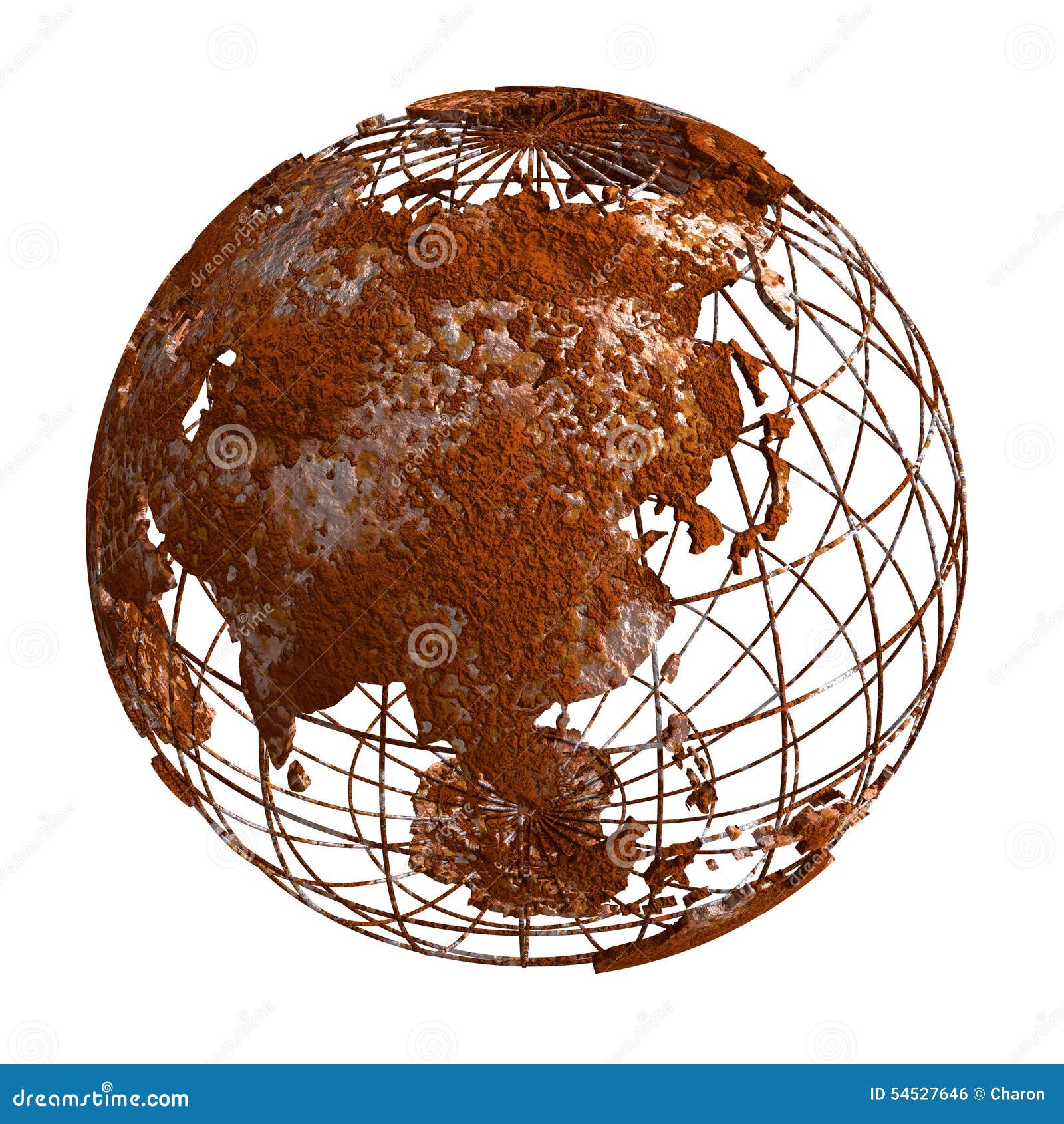Rust Earth planet 3D Globe stock photo. Illustration of corrosion ...