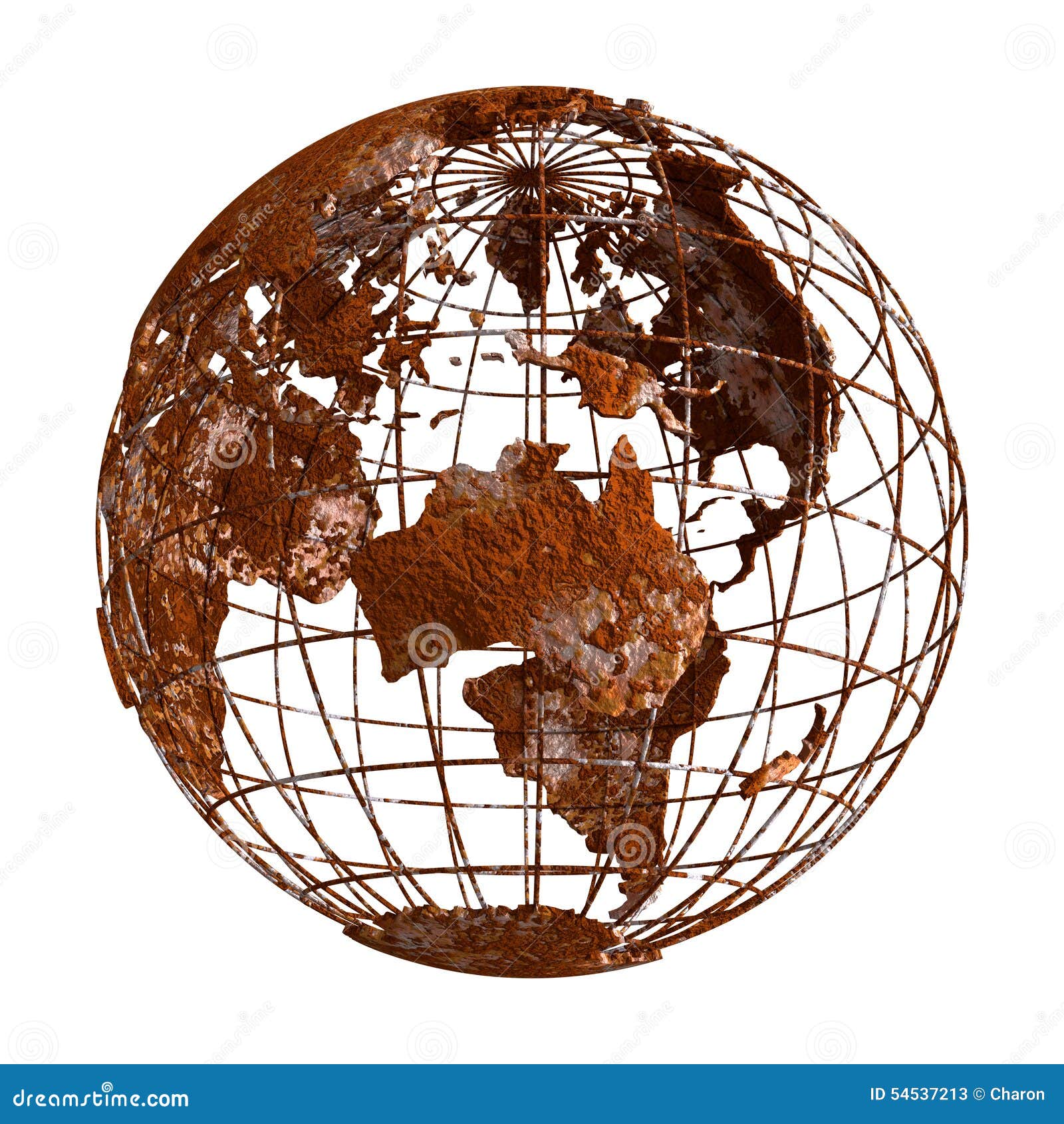 Rust Earth planet 3D Globe stock image. Illustration of corroding ...