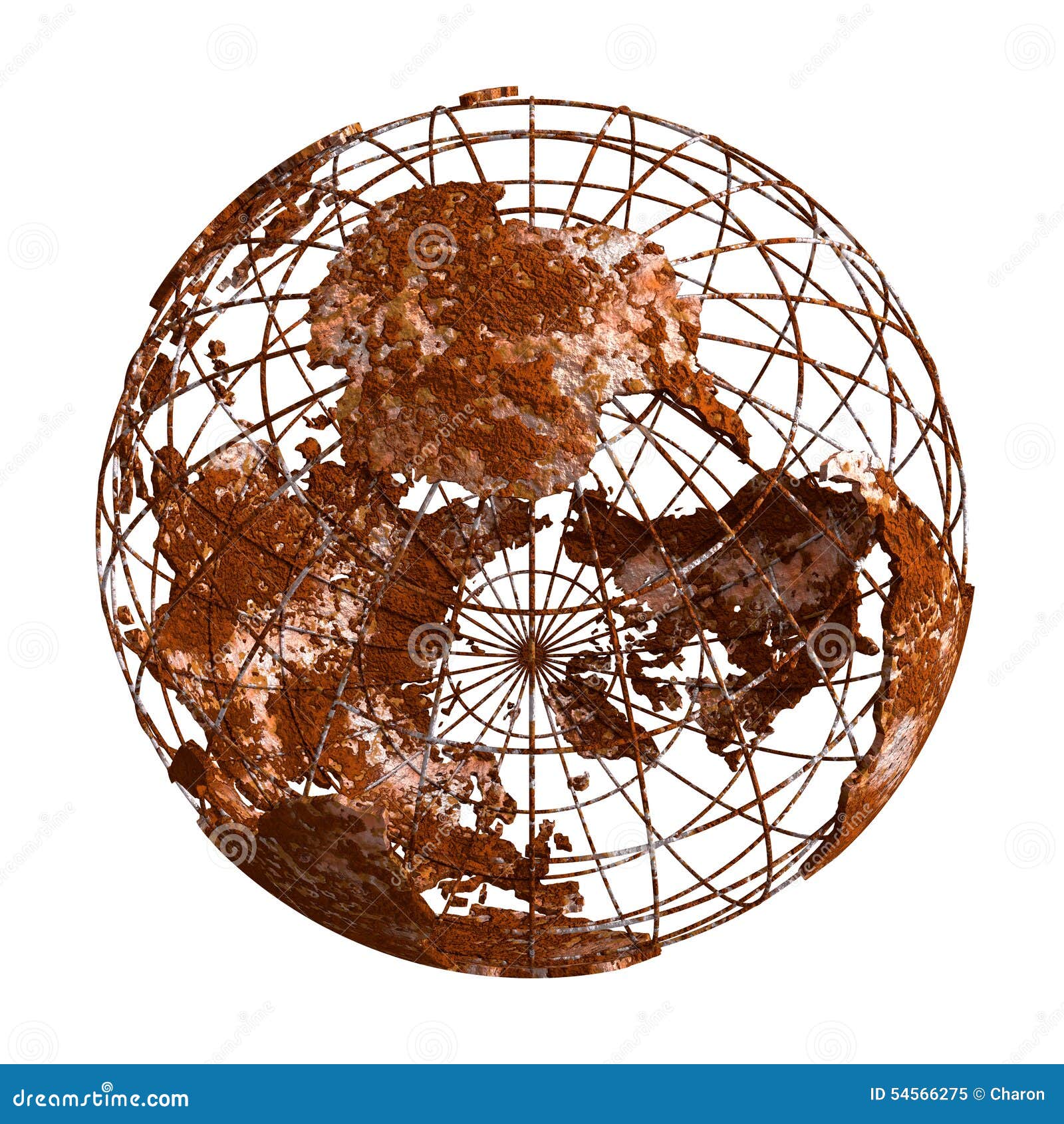 Rust Earth planet 3D Globe stock image. Illustration of antarctica ...