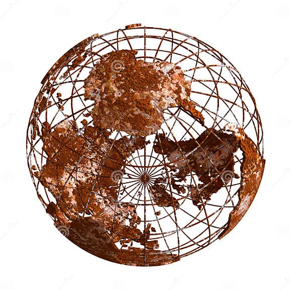 Rust Earth planet 3D Globe stock image. Illustration of antarctica ...