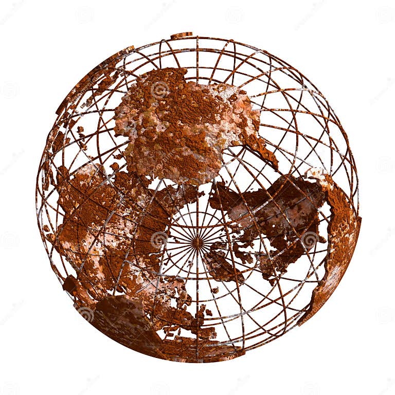 Rust Earth planet 3D Globe stock image. Illustration of antarctica ...