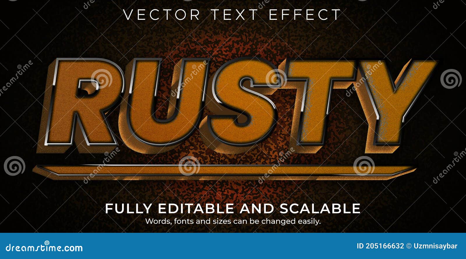 Rusty Editable Text Effect and Text Style Stock Vector - Illustration ...