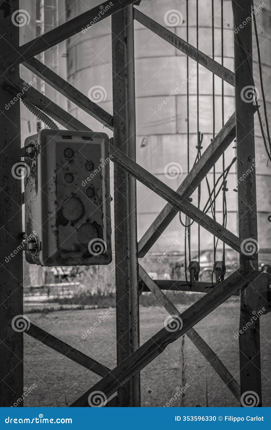 Rusty Electrical Box Hanging on Metal Structure in Industrial Area ...