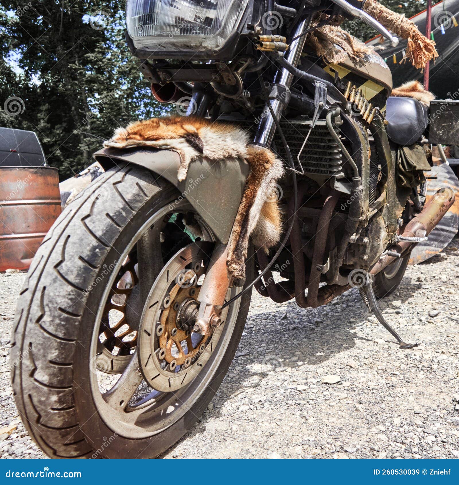 Rusty End Time Motorcycle Decorated and Dressed Up with Skins of Small ...