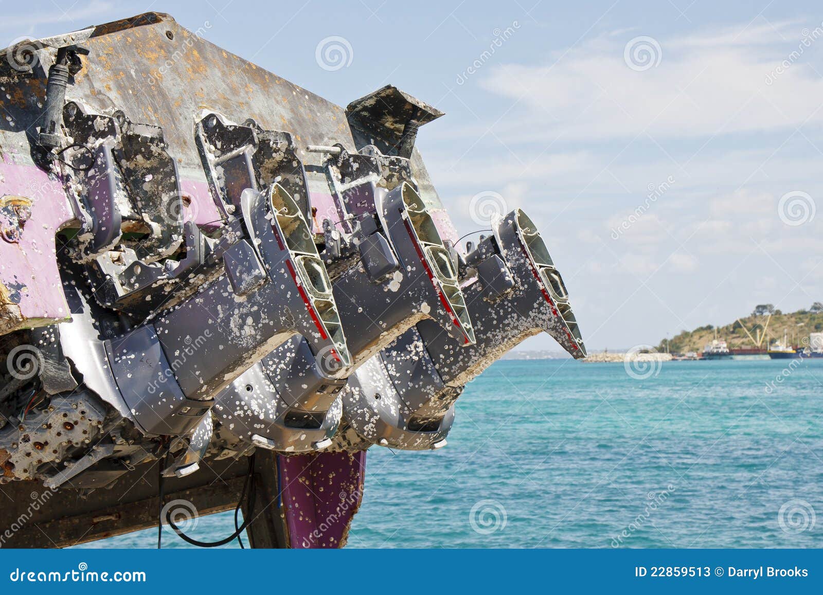 Rusty Engines of Old Abandoned Boat Stock Image - Image of marine ...