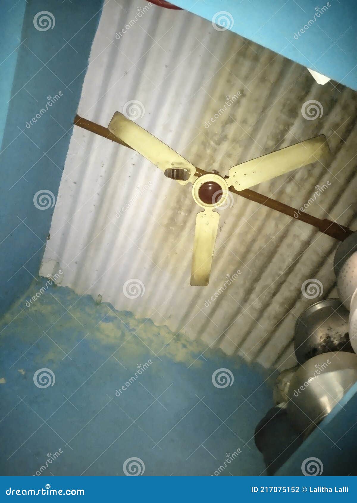Rusty fan in old house stock photo. Image of wall, yellow - 217075152