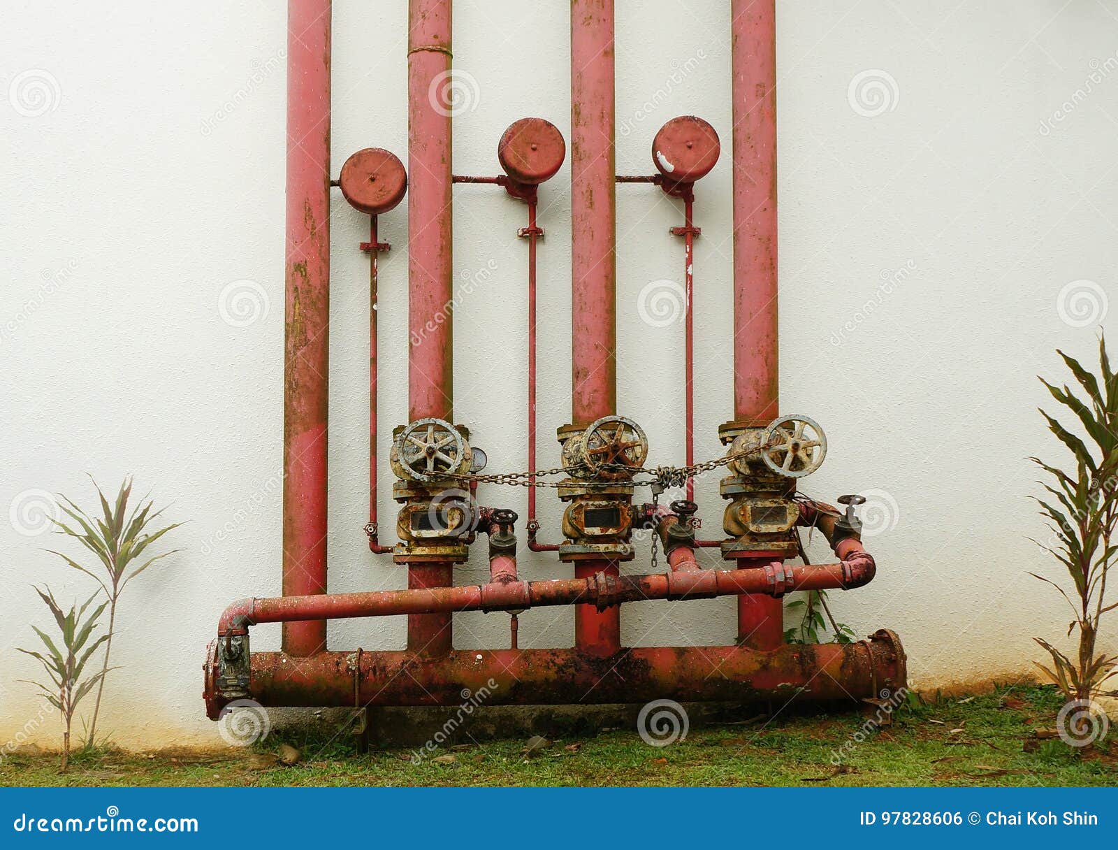 Rusty Fire Fighting Pipeline System Locked by Metal Chain Stock Photo ...