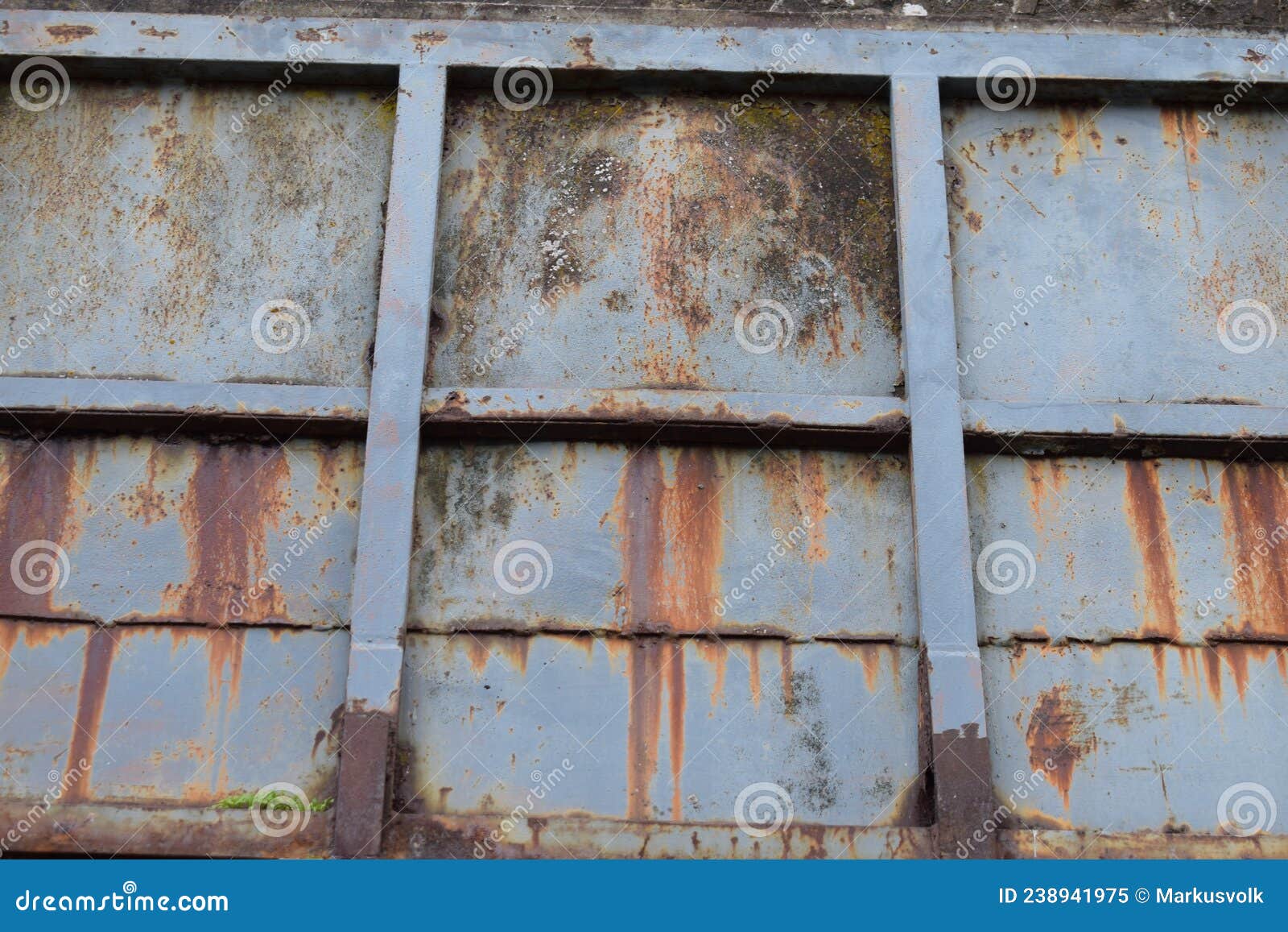Rusty Former Blue Metal Gate Stock Image - Image of ancient, brickwork ...