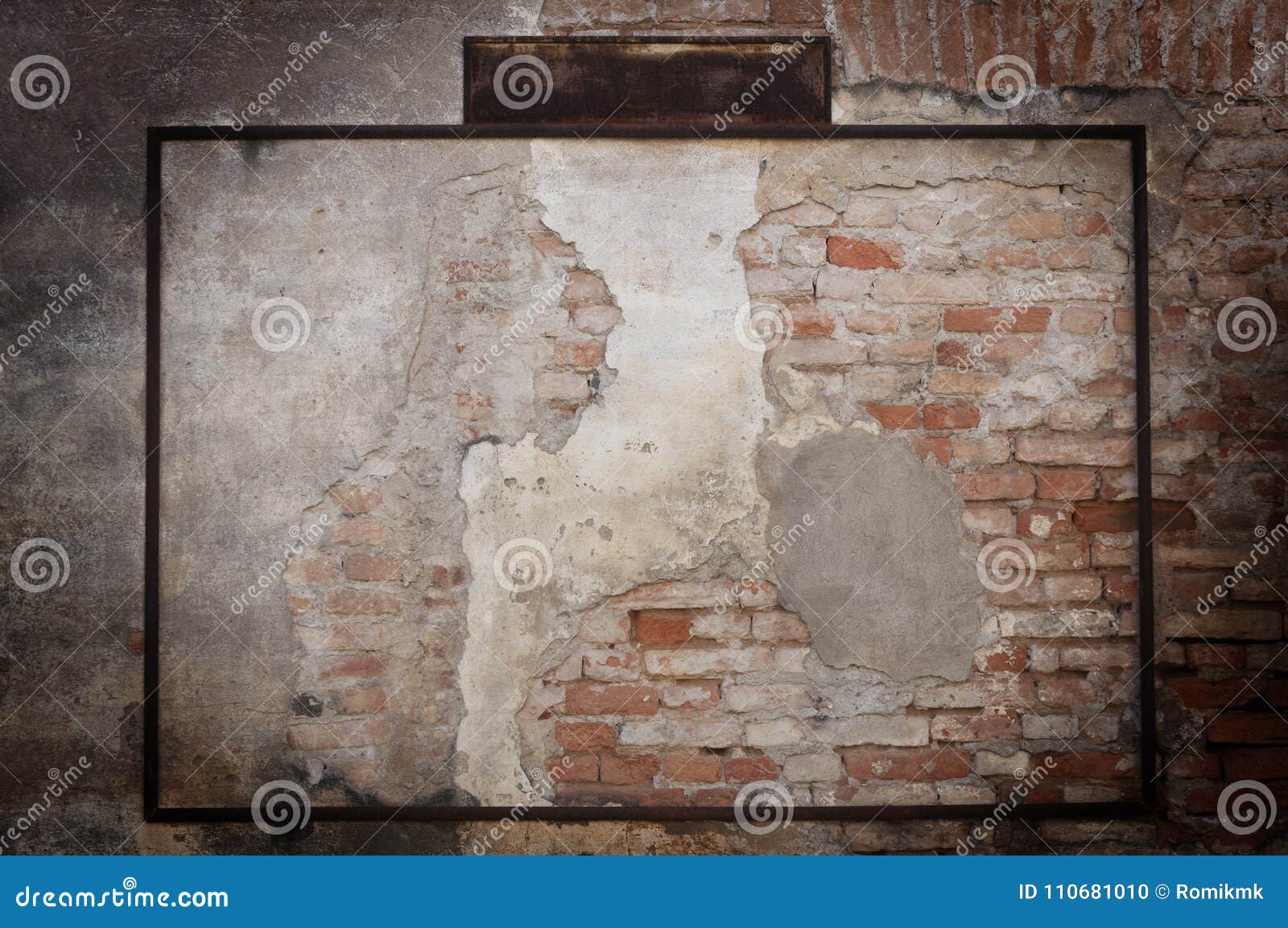 Rusty Frame on a Brick Wall for Ads Stock Photo - Image of news, iron ...