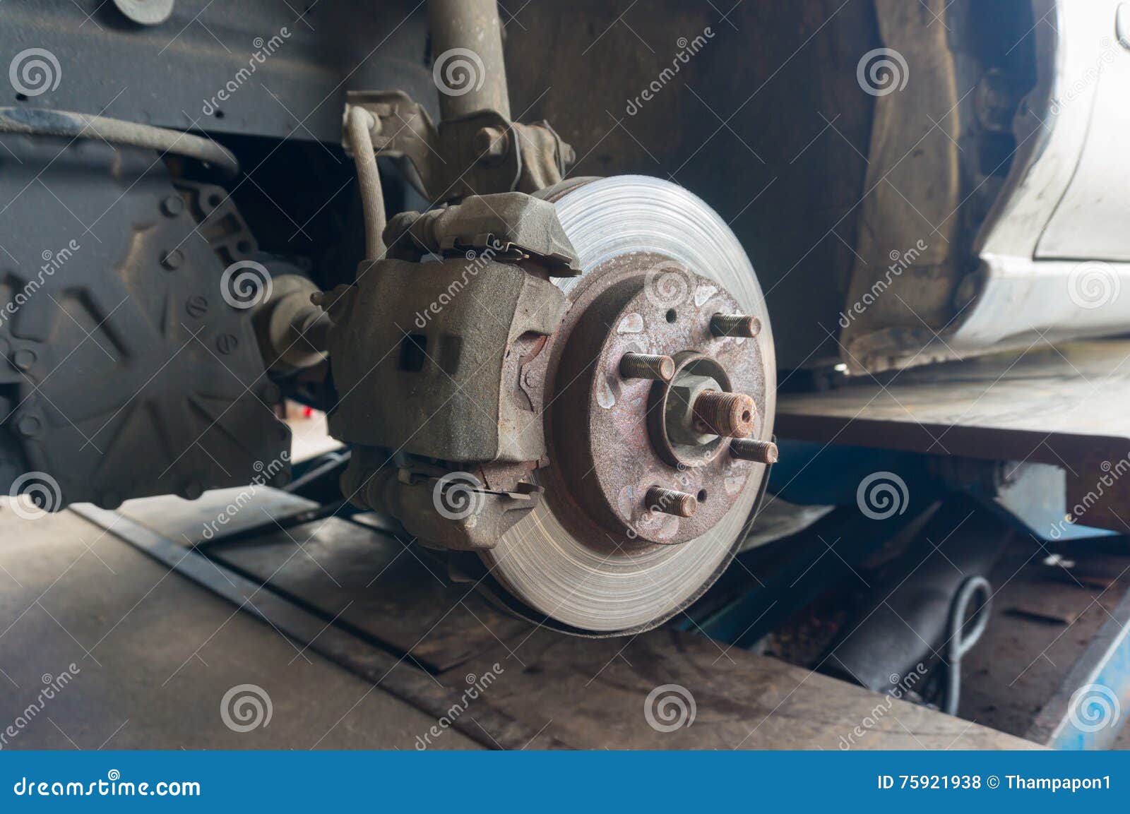 Rusty Front Car Wheel Hub with Disk Brake System Stock Photo - Image of ...