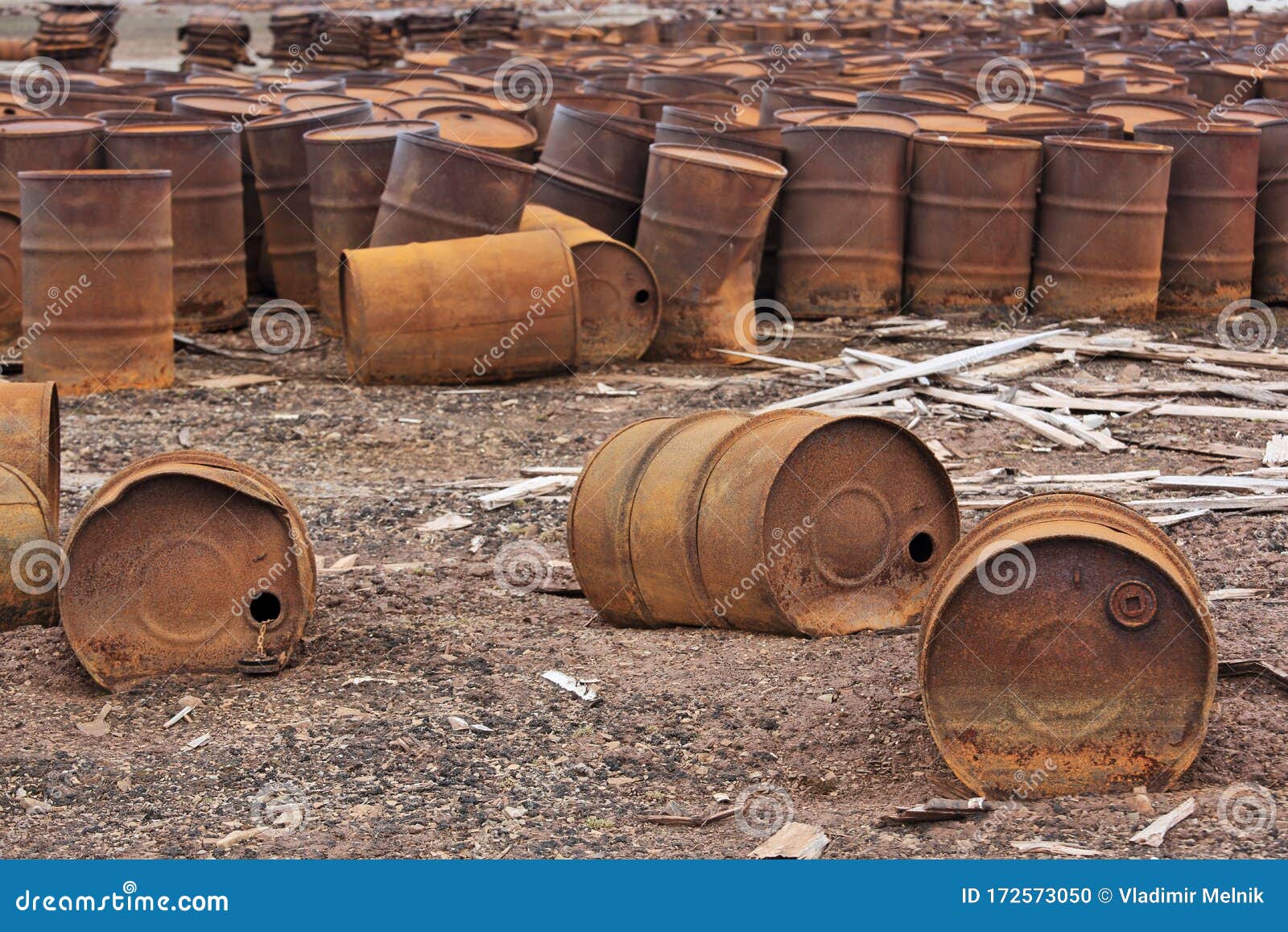 Rusty Fuel Drums on Arctic Coast Stock Photo - Image of ecology, fuel ...