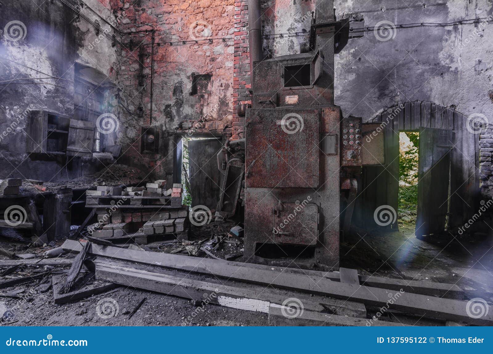 Rusty furnace in a factory stock photo. Image of monument - 137595122