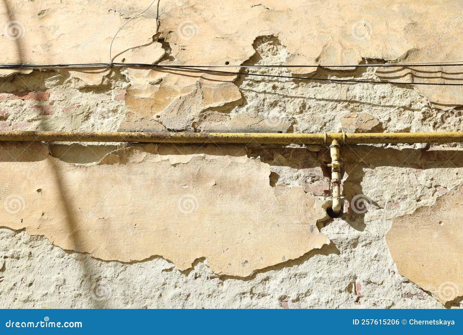 Rusty Gas Pipe on Old Wall Outdoors Stock Photo - Image of pressure ...