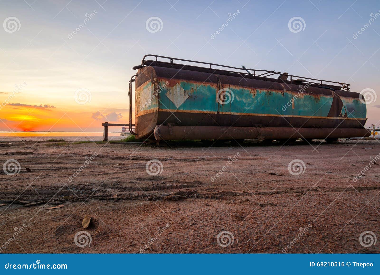 Rusty Gas Tank of Petrol on Ground Stock Photo - Image of scene, retro ...