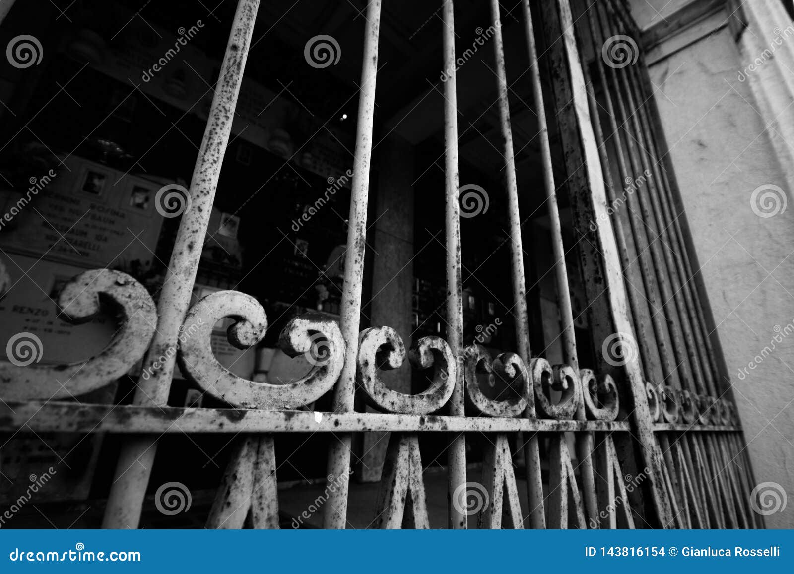 Rusty Gate with Gravestones in Cemetery Editorial Stock Image - Image ...