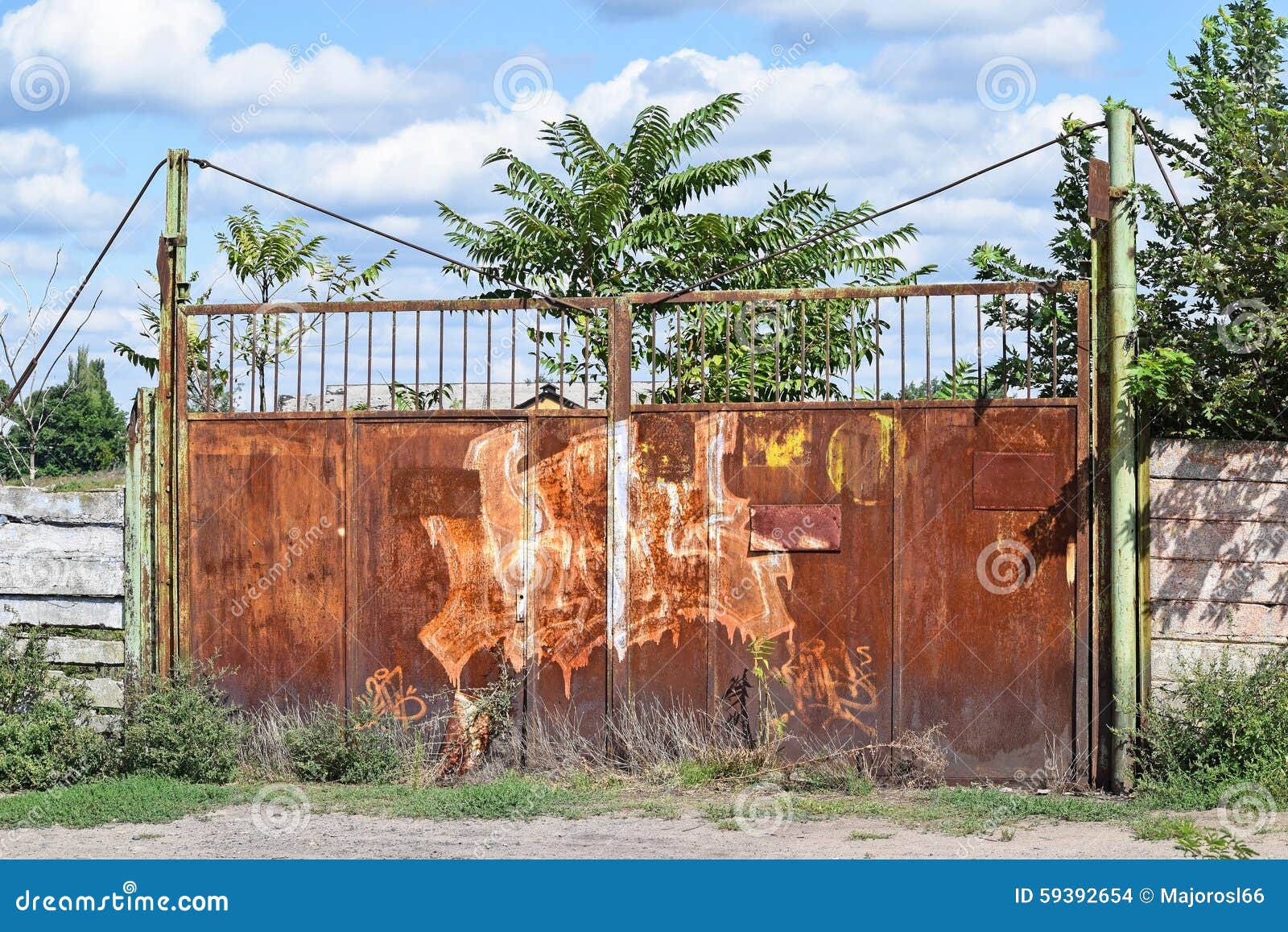 Rusty Gate of the Old Factory Stock Photo - Image of closed, place ...