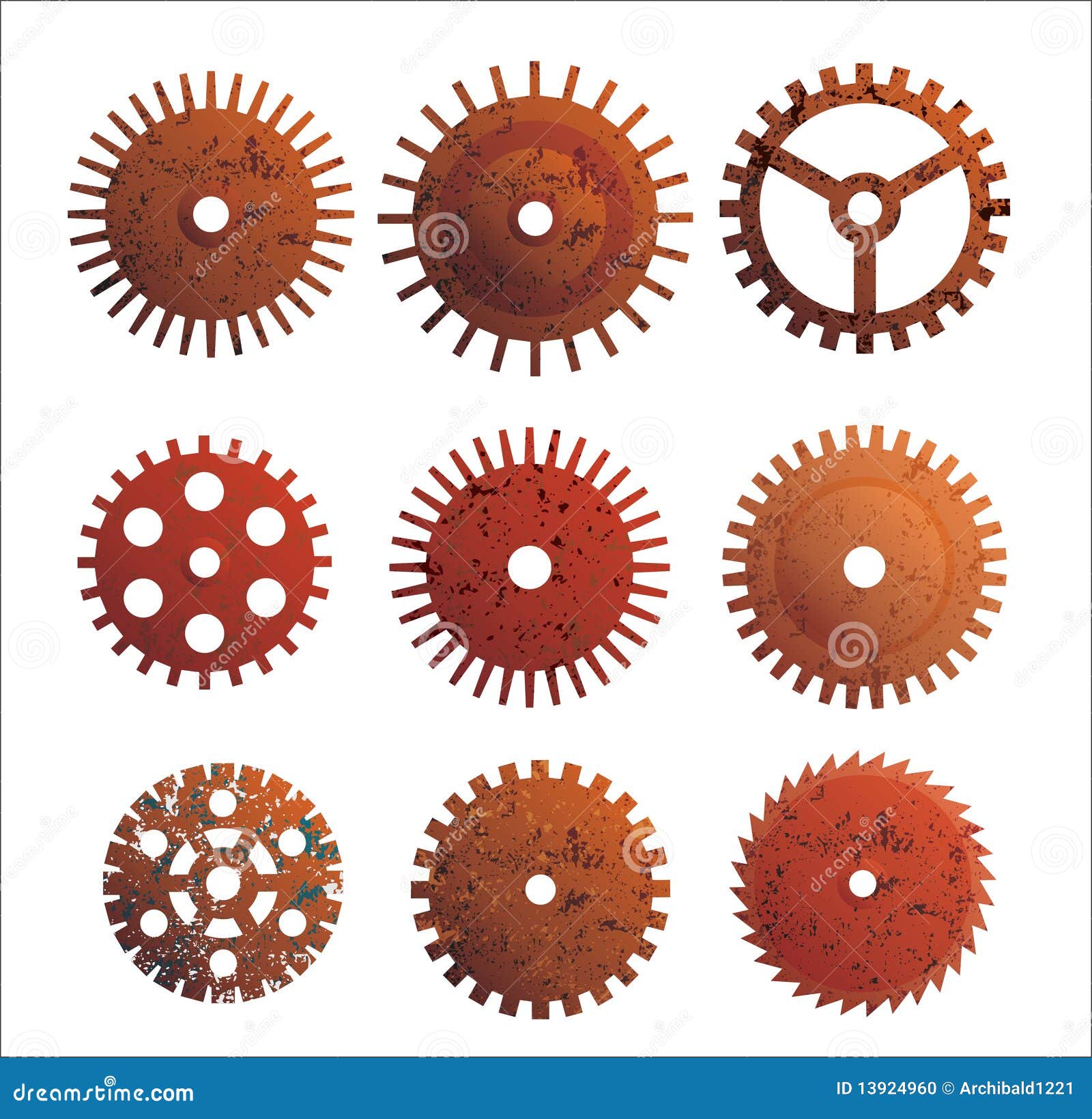 Rusty gears stock vector. Illustration of metal, design - 13924960