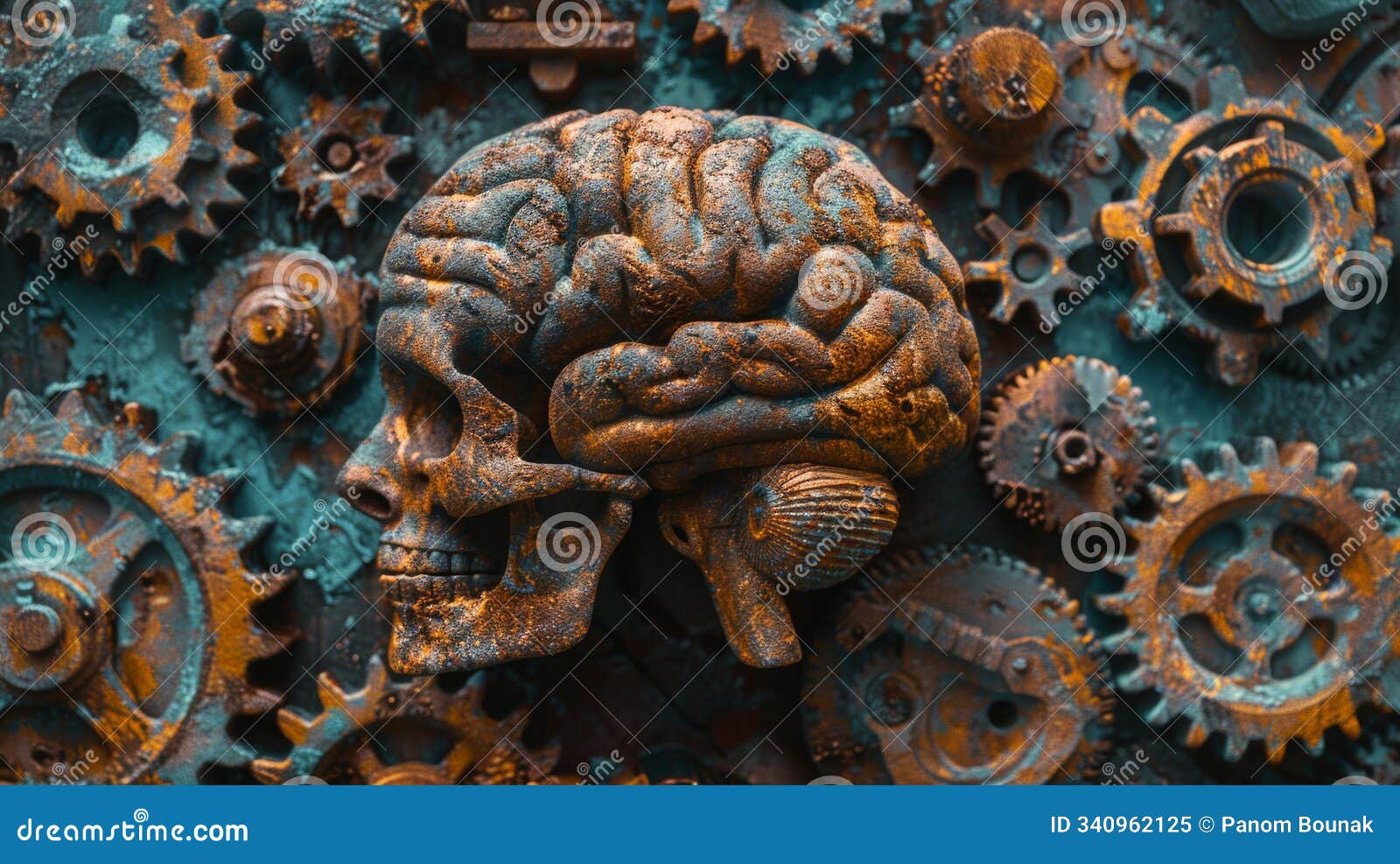 Rusty Gears in a Brain, Symbolizing Stagnation and Procrastination ...