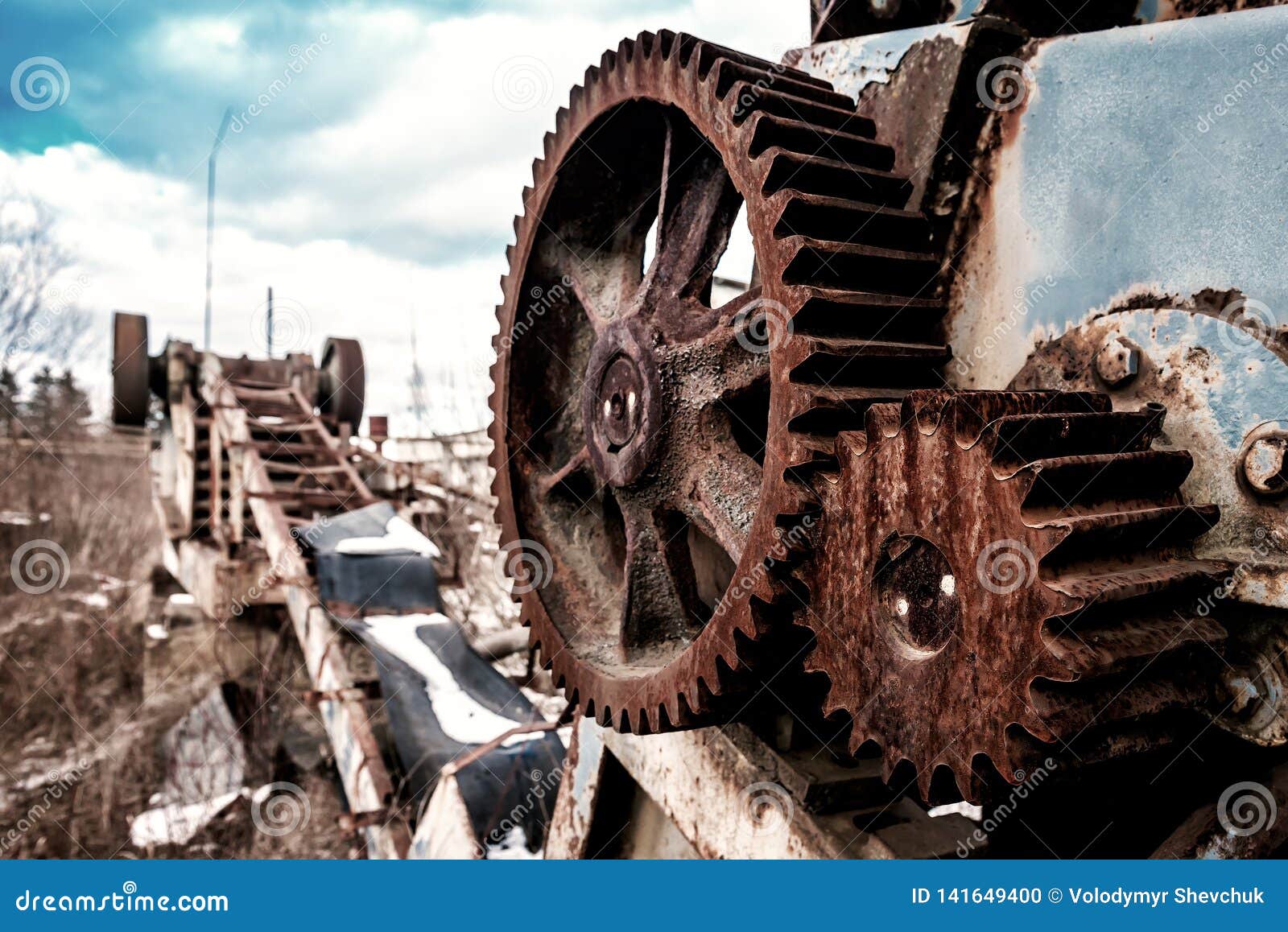 Rusty Gears from the Conveyor Stock Photo - Image of mechanism, grunge ...