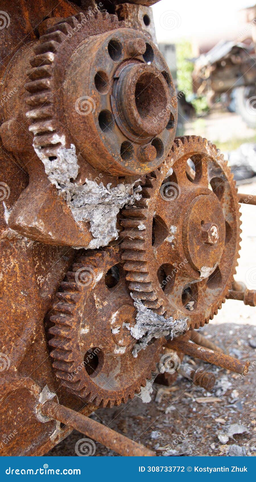 Rusty Gears of Old Cars, an Engine after a Fire Stock Photo - Image of ...
