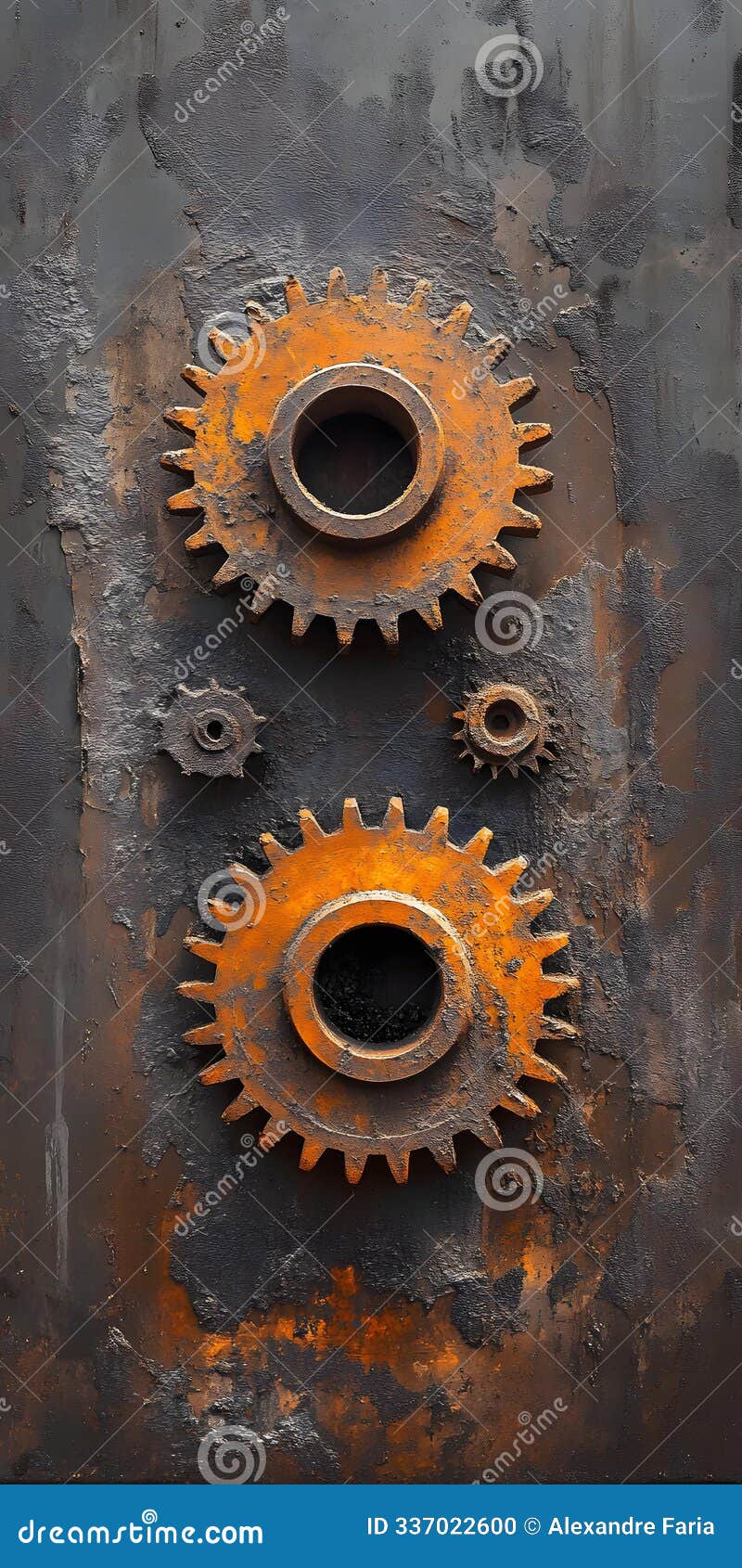 Rusty Gears on Textured Metal Surface Stock Illustration - Illustration ...