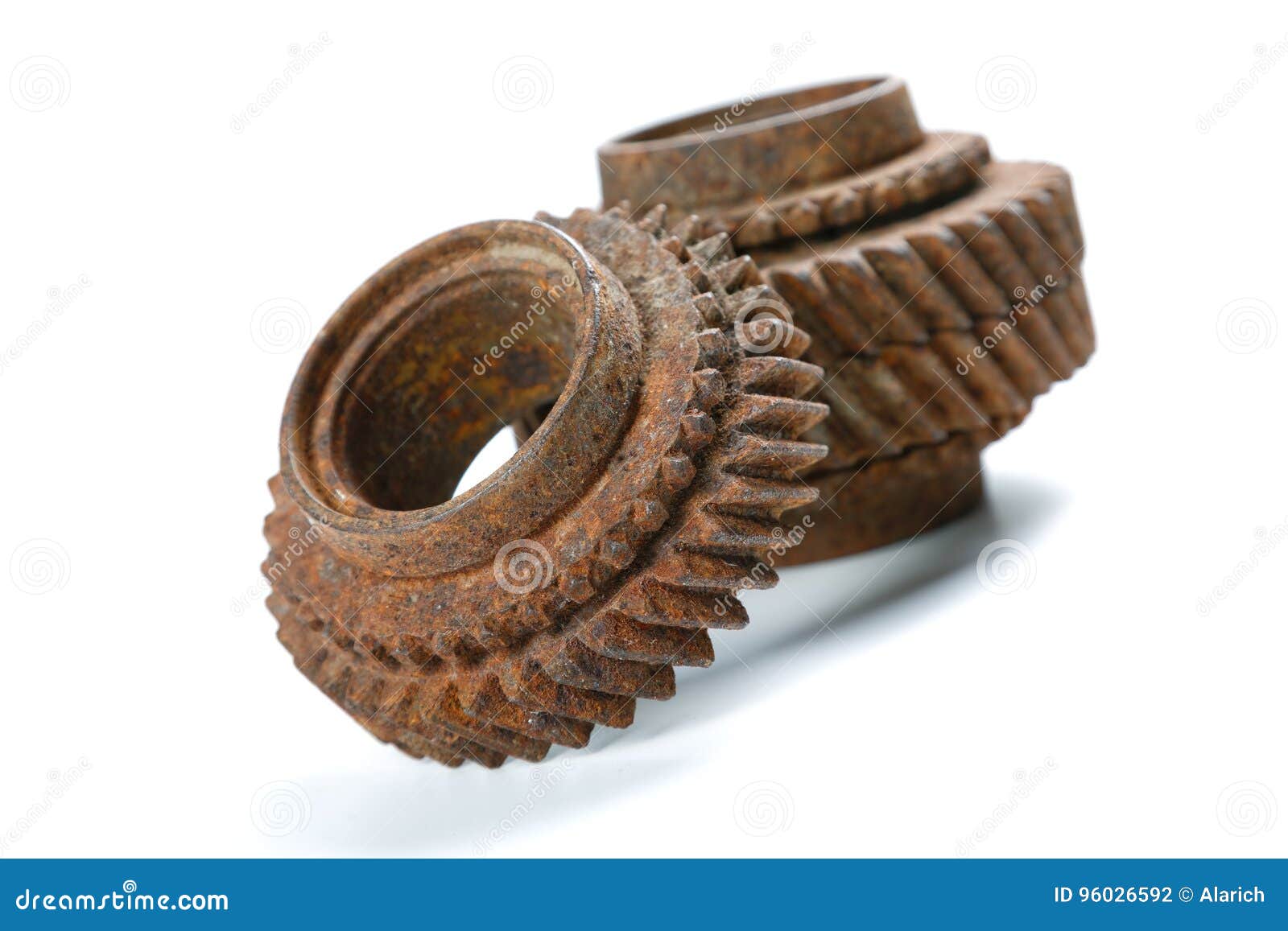 Rusty gears on white stock photo. Image of rusteaten - 96026592