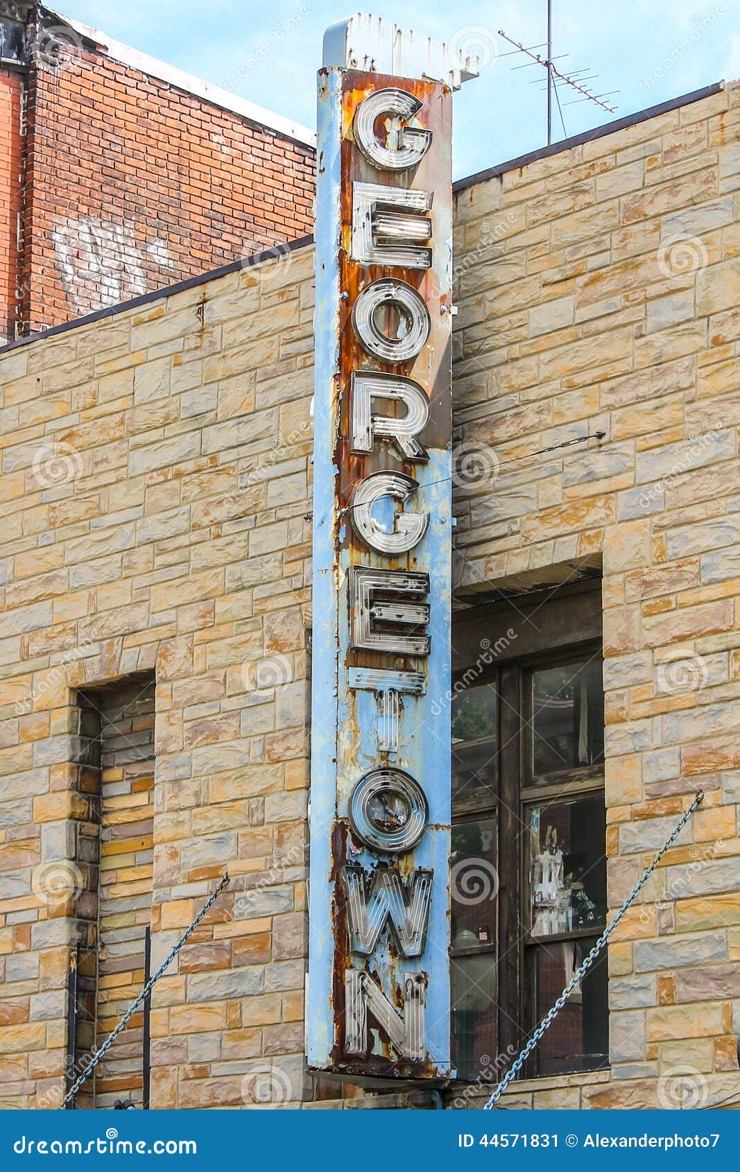 Rusty Georgetown Sign in Washington DC Stock Image - Image of city ...
