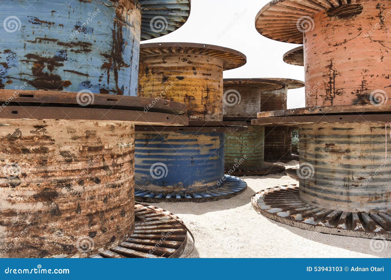 Rusty Giant Spools and Reels Stock Image - Image of aged, beaten: 53943103