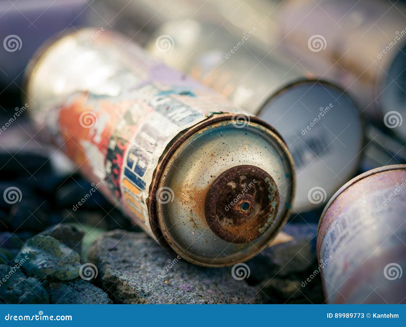 Rusty Graffiti Cans stock image. Image of empty, lost - 89989773