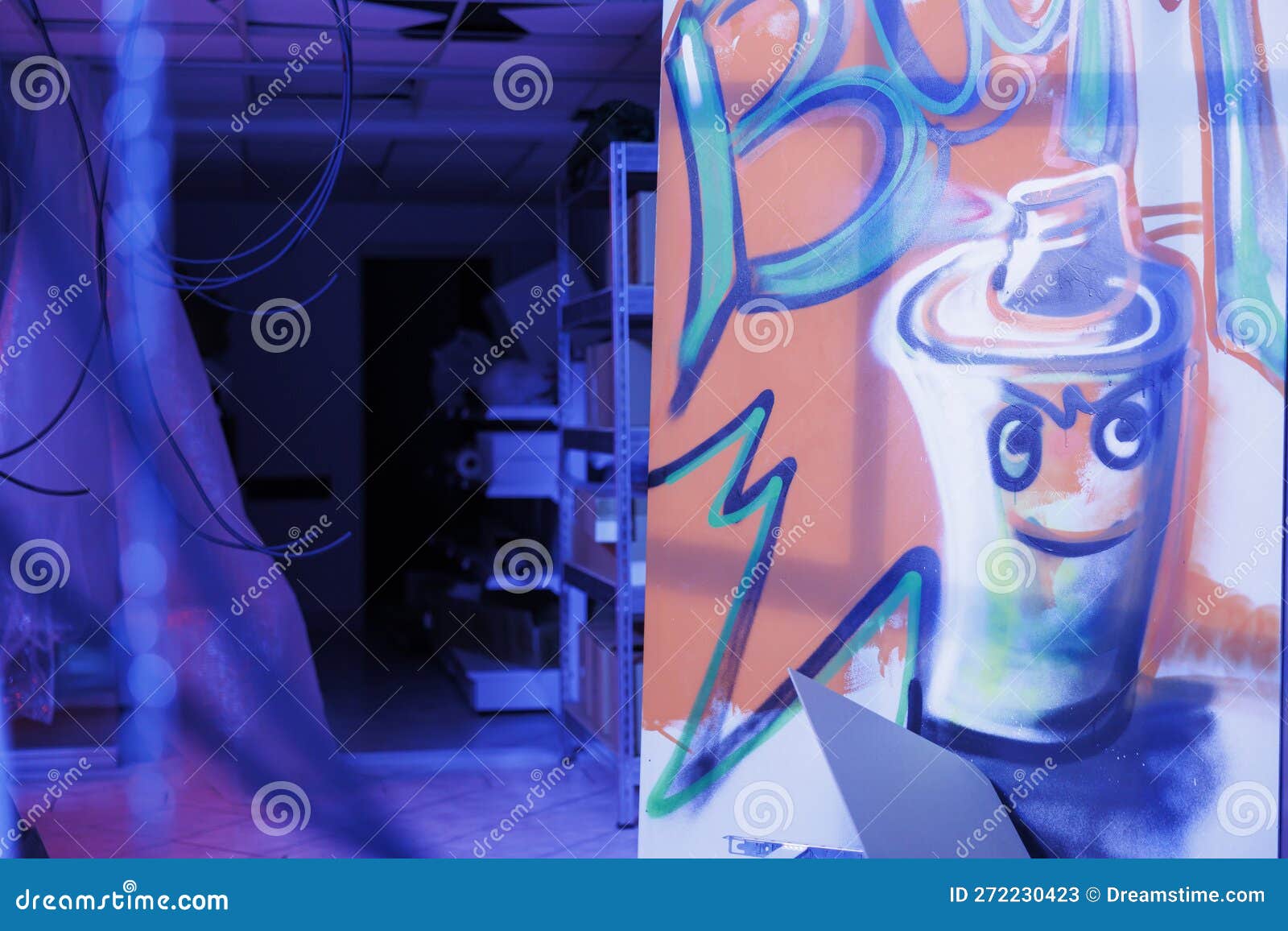 Rusty Graffiti Illuminated by Bright Neon Lights Editorial Stock Photo ...