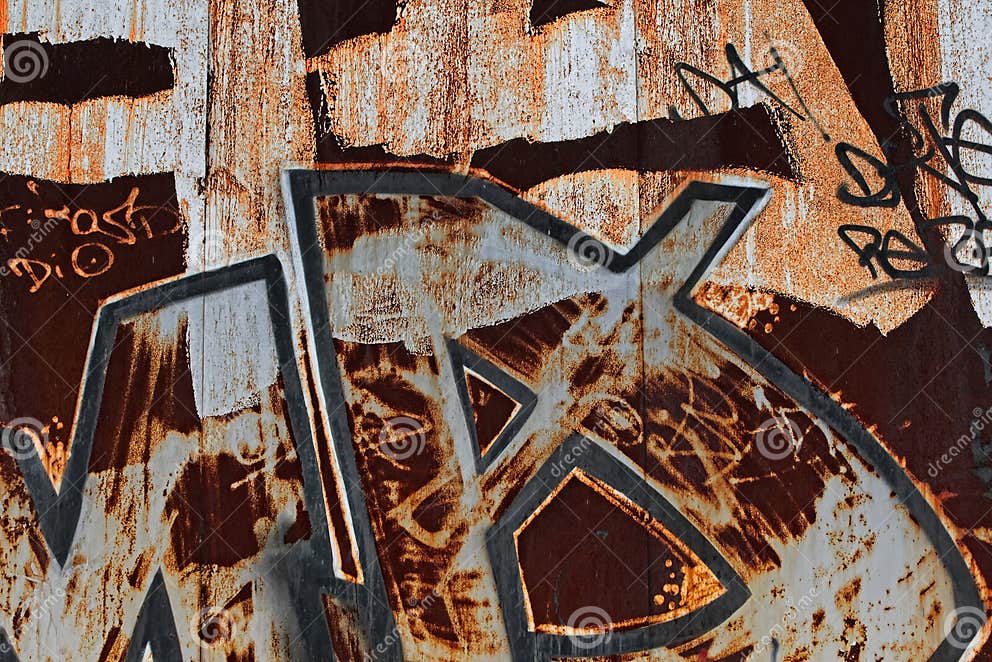 Rusty graffiti stock photo. Image of gray, city, descriptive - 32262752