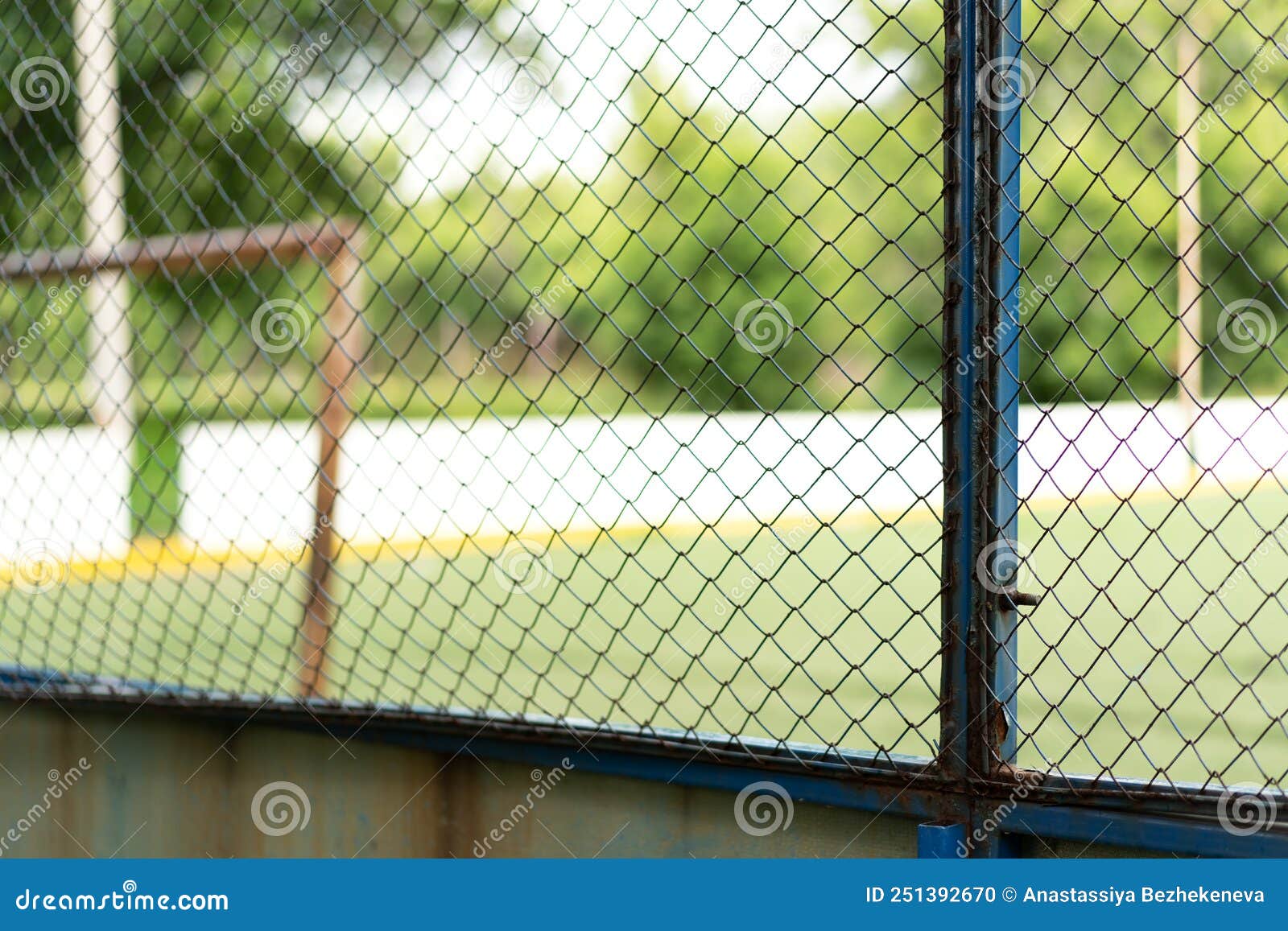Rusty Grating Around The Football Field Opposite The Rusty Gate Stock ...