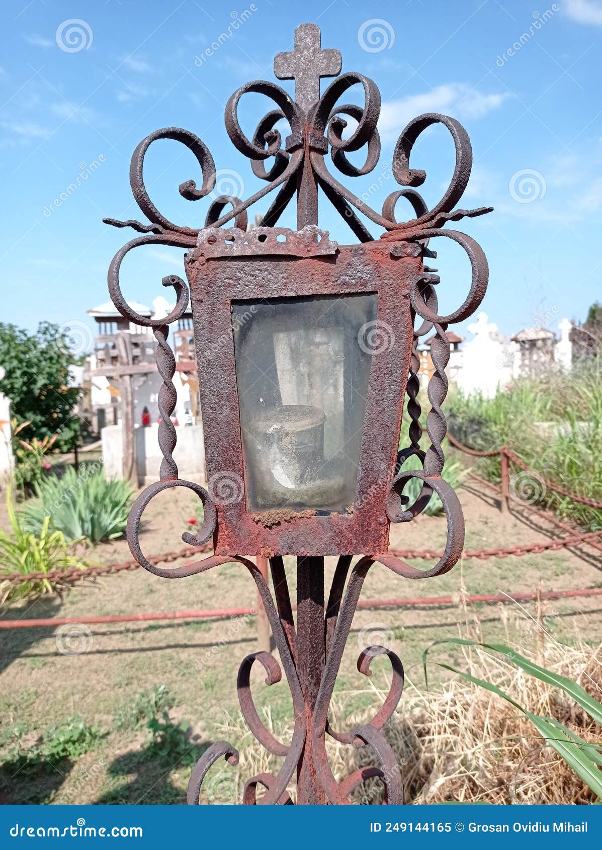 Rusty Graveyard Lamp in a Cemetery Stock Image - Image of plant, house ...