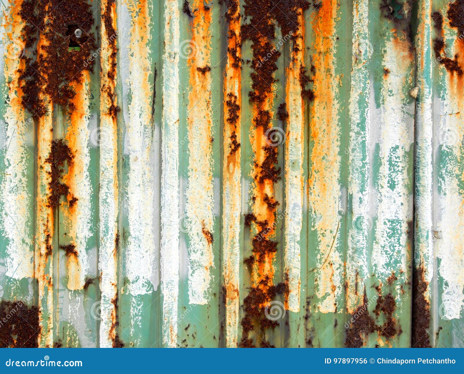 Rusty Green Painted Metal Wall Stock Photo - Image of orange, plate ...