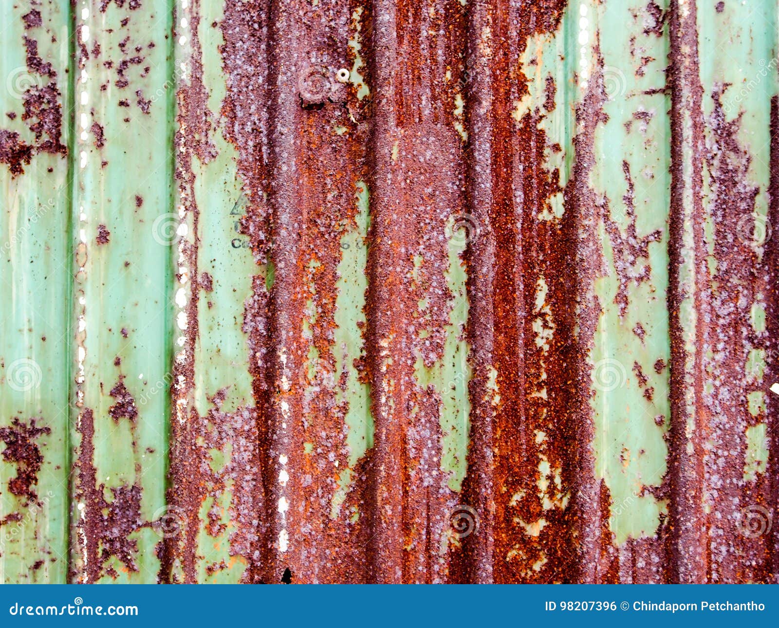 Rusty Green Painted Metal Wall Stock Photo - Image of orange, plate ...